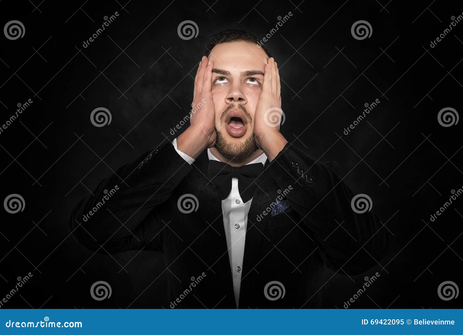 Man Feeling a Headache or Intensely Thinking. Stock Image - Image of ...
