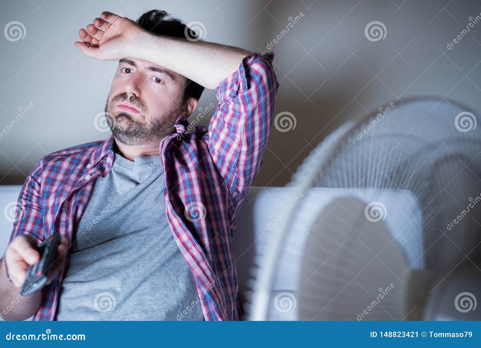 Man Feeling Hot because of Summer Heat Stock Image - Image of heat ...