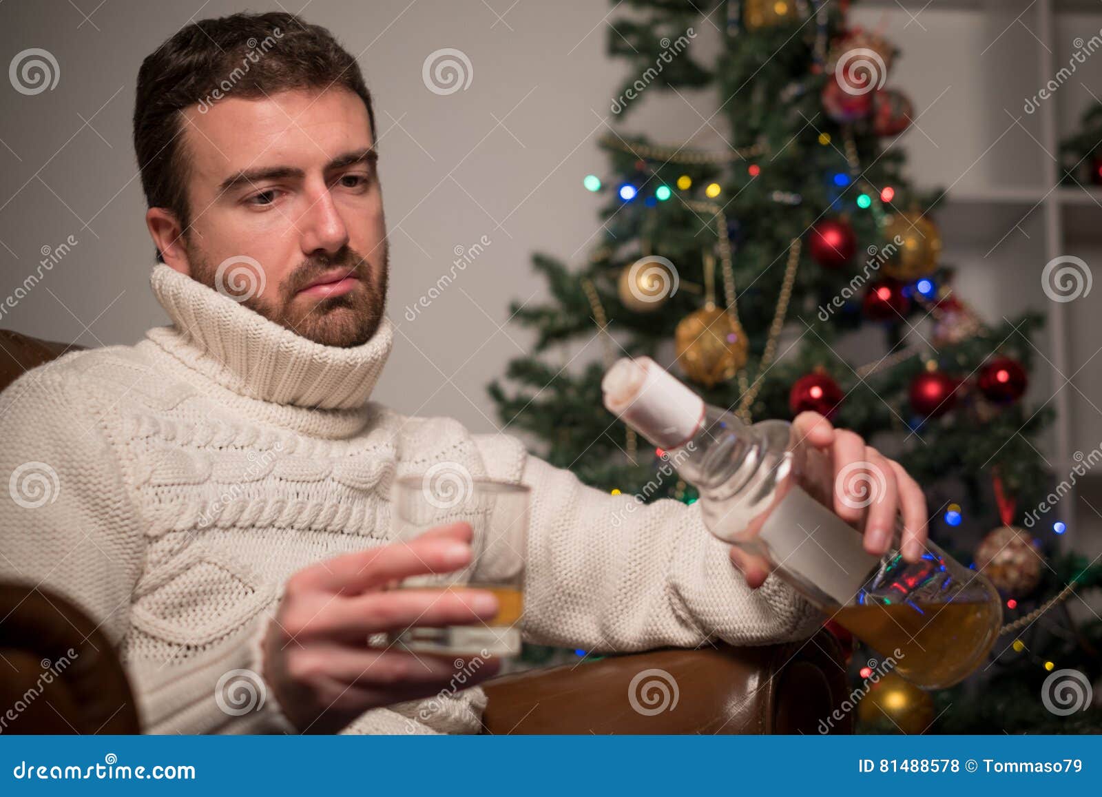 Man Feeling Lonely and Drinking Alcohol Alone Stock Photo - Image of ...
