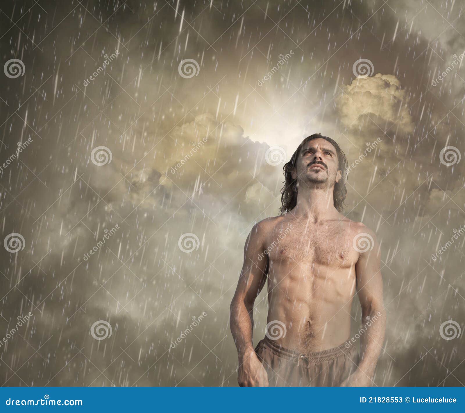 Man Feeling Lost in the Rain Stock Image - Image of athletic, feelings ...