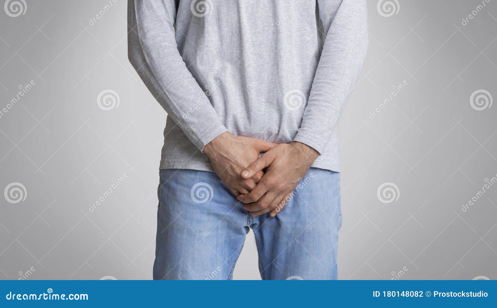 Man Feeling Pain in Groin Inflammation or Bladder Problem Stock Photo ...