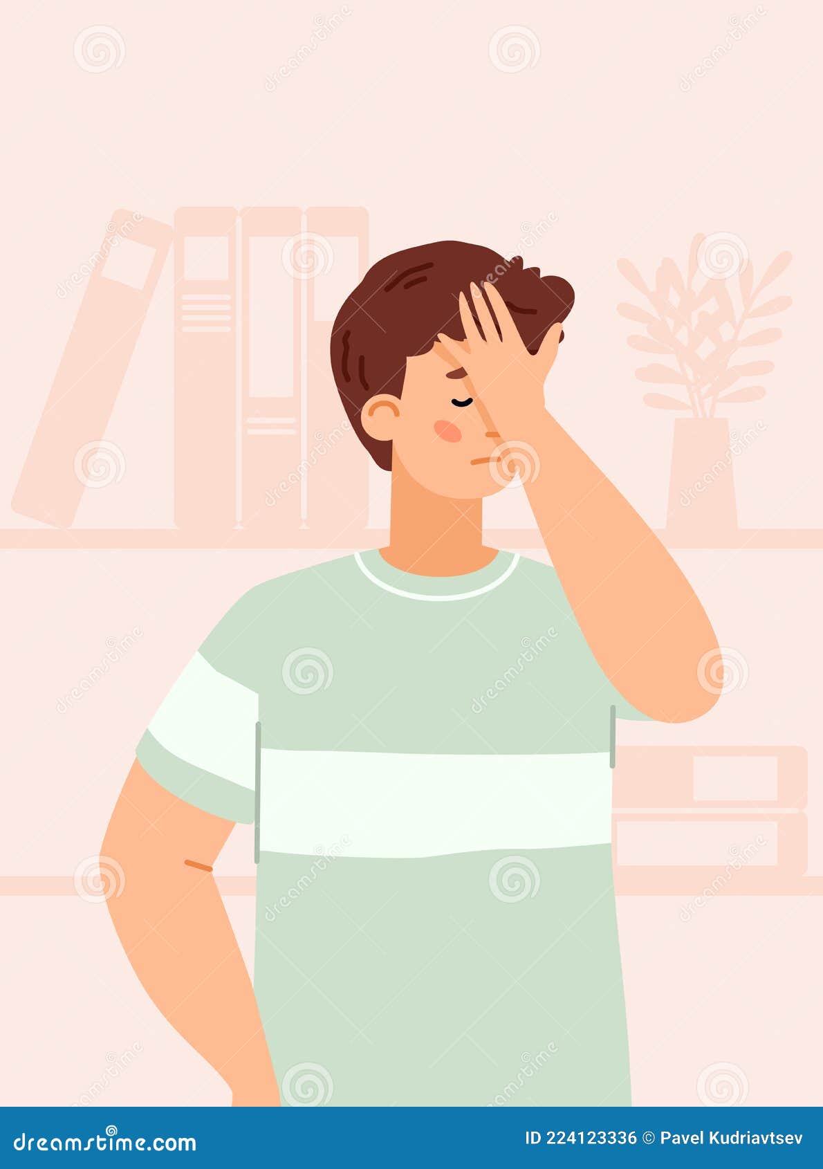 Man Feeling Sadness of Disappointment or Fail, Flat Vector Illustration ...