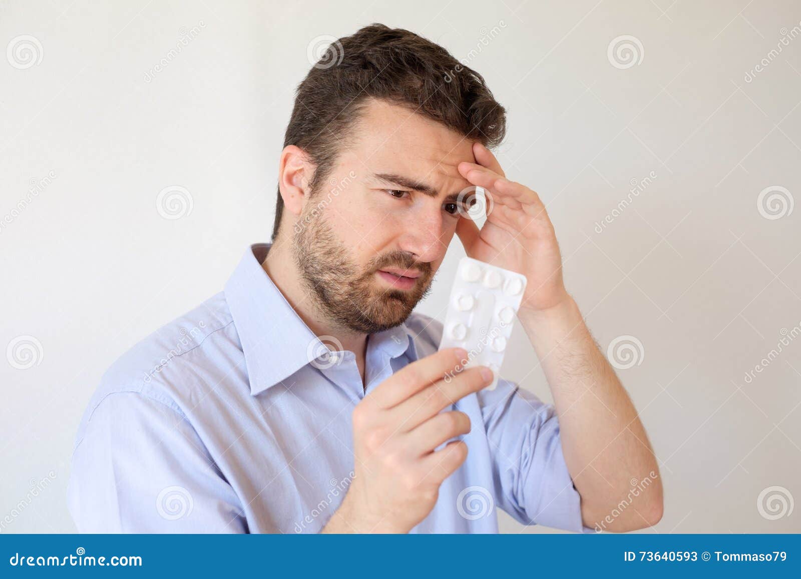 Man Feeling Sick Looking Instruction Stock Image - Image of hand ...