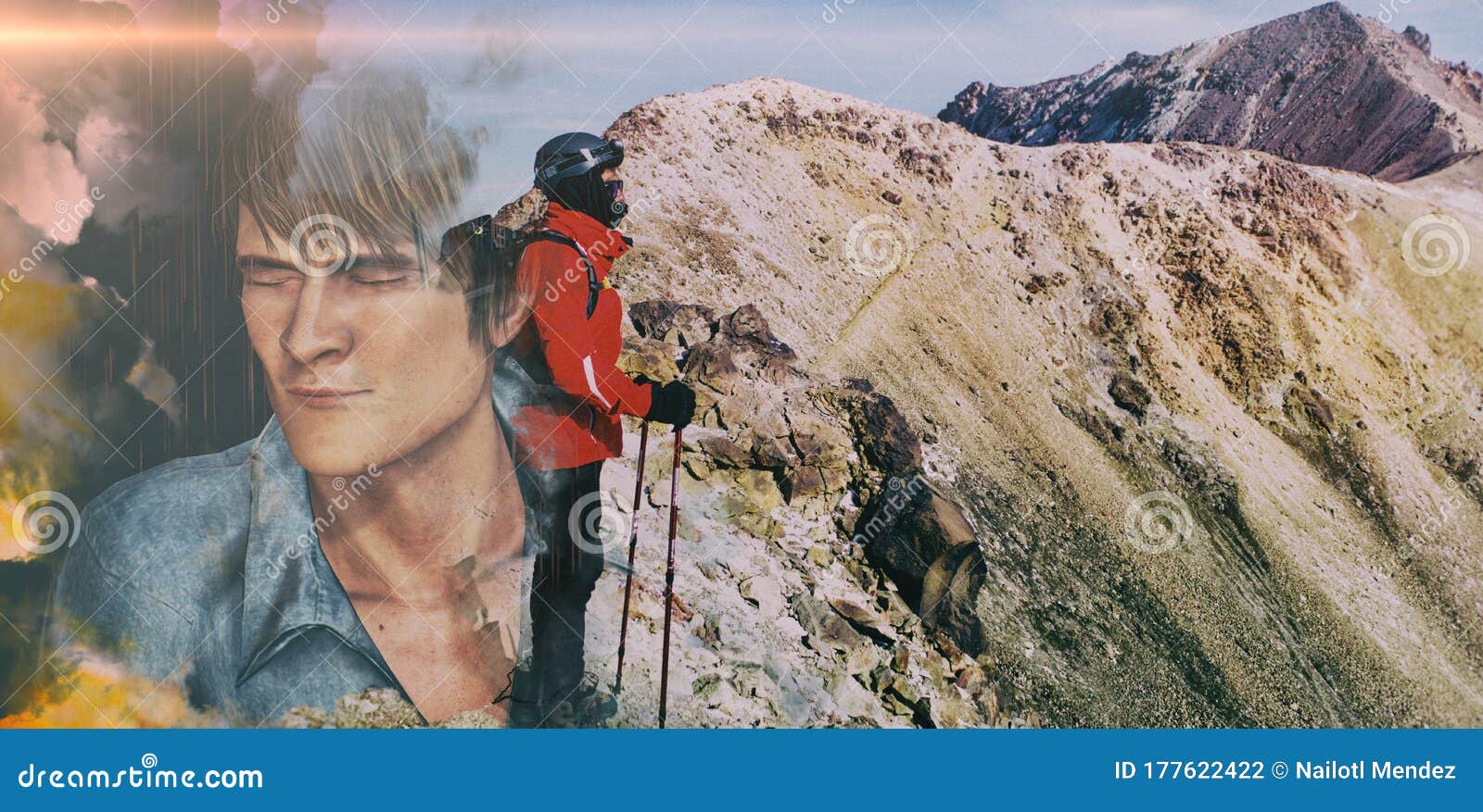 Man Feeling Strong, Victorious, and Powerful Standing on Edge of Cliff ...