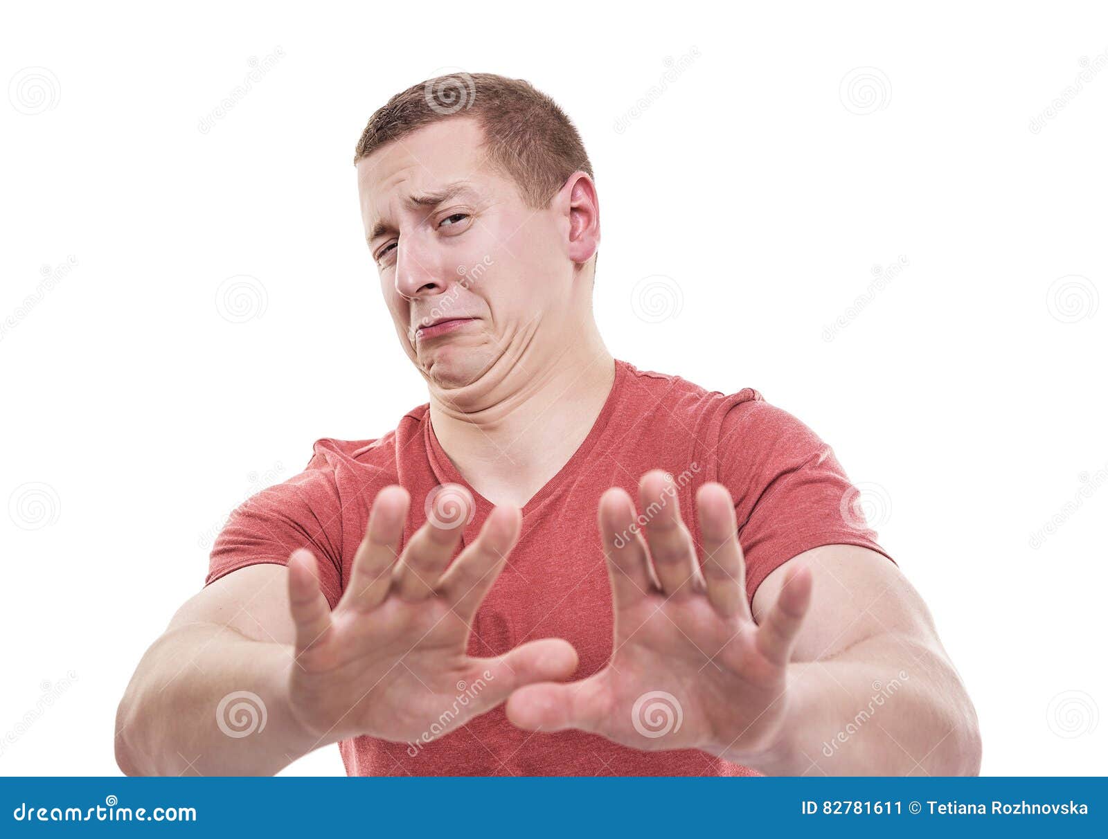 Man feels a deep aversion. stock image. Image of isolated - 82781611