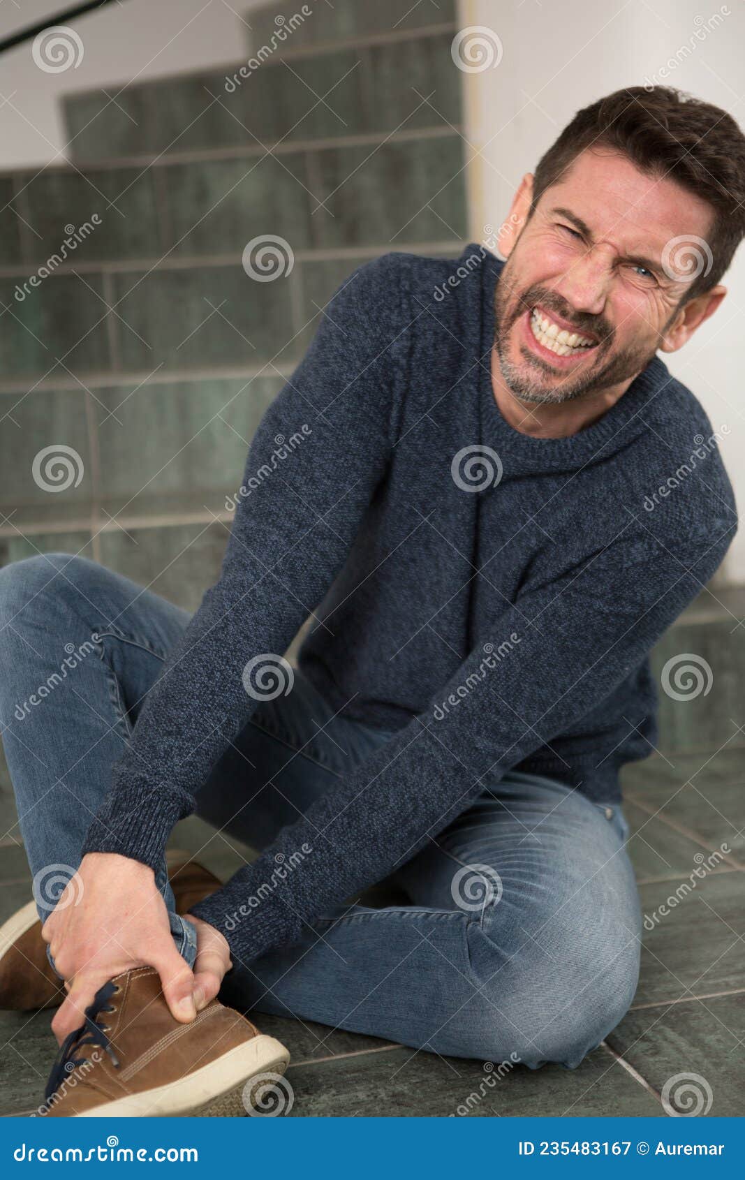 Man Fell Down from Stairs at Home Stock Image - Image of staircase ...