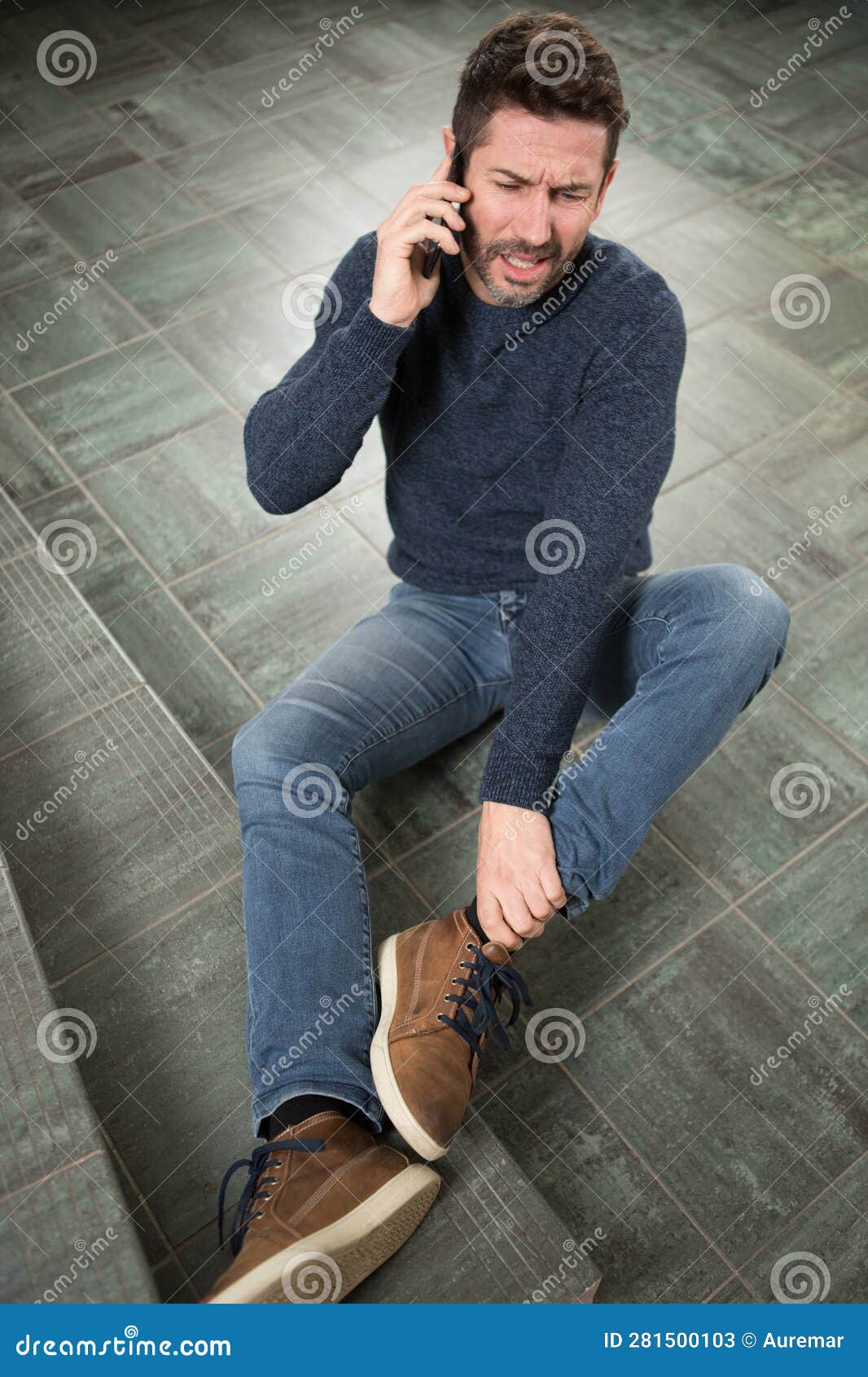 Man Fell on Floor and Calling for Help Stock Image - Image of shatter ...