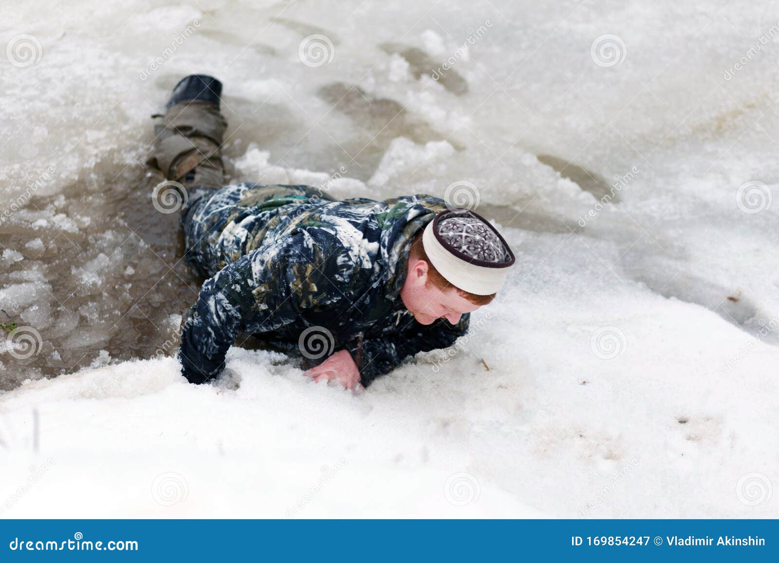 The Man Fell through the Ice Stock Image - Image of escape, thin: 169854247
