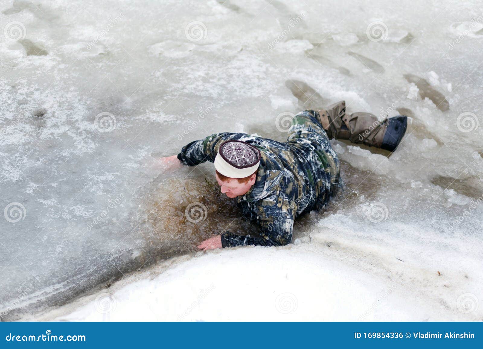 The Man Fell through the Ice Stock Photo - Image of shoe, people: 169854336
