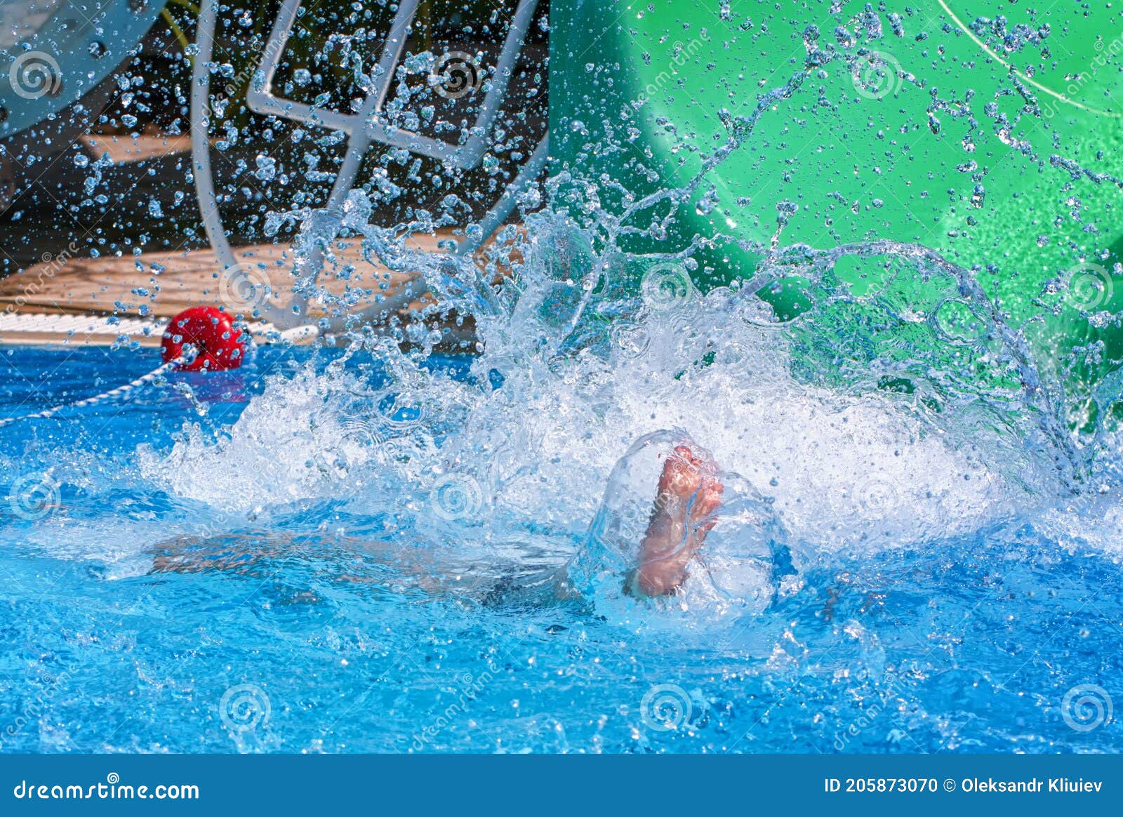 The Man Fell into the Pool. Lots of Splashes Stock Photo - Image of ...
