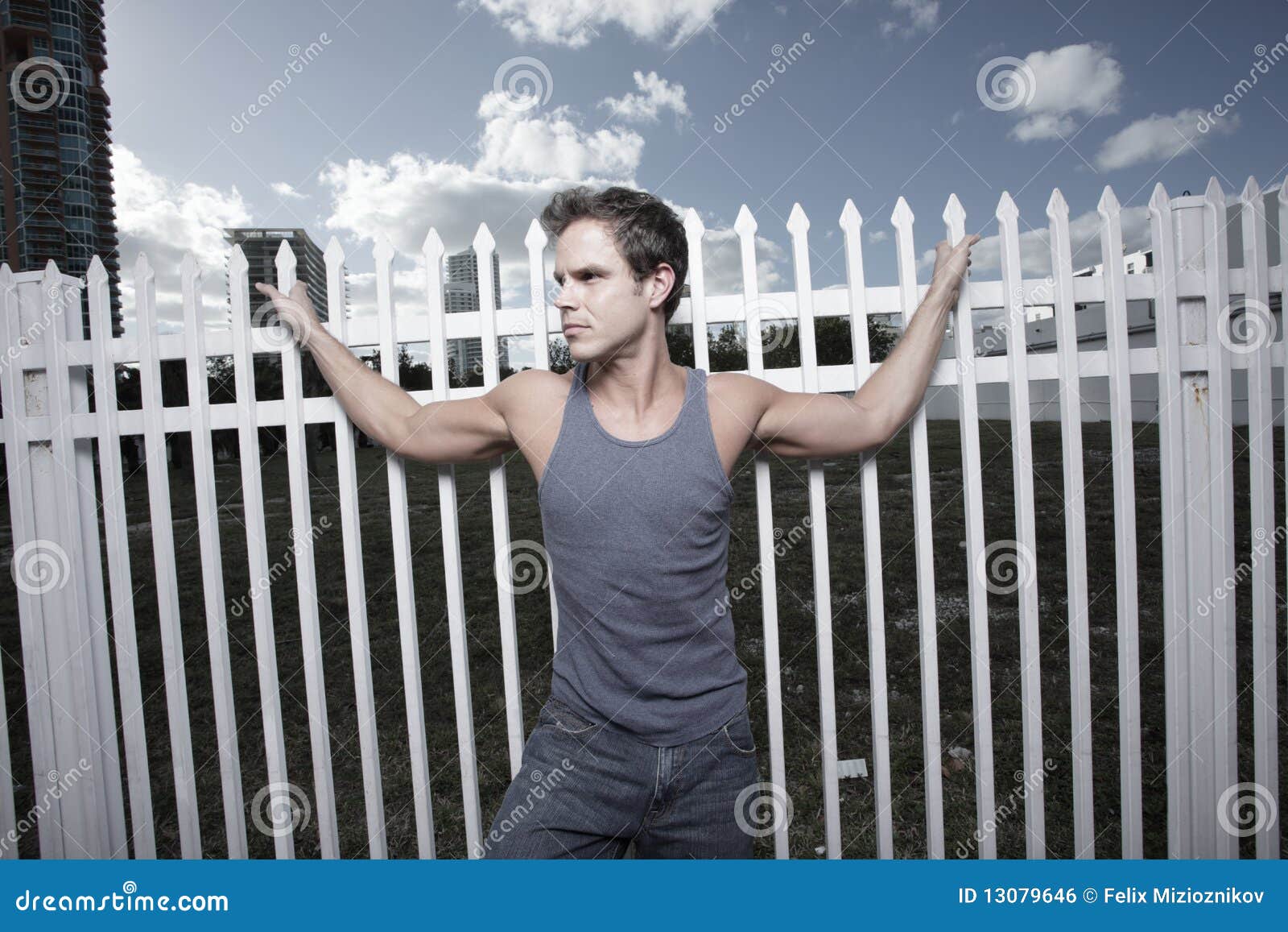 Man by a fence stock photo. Image of male, model, modern - 13079646