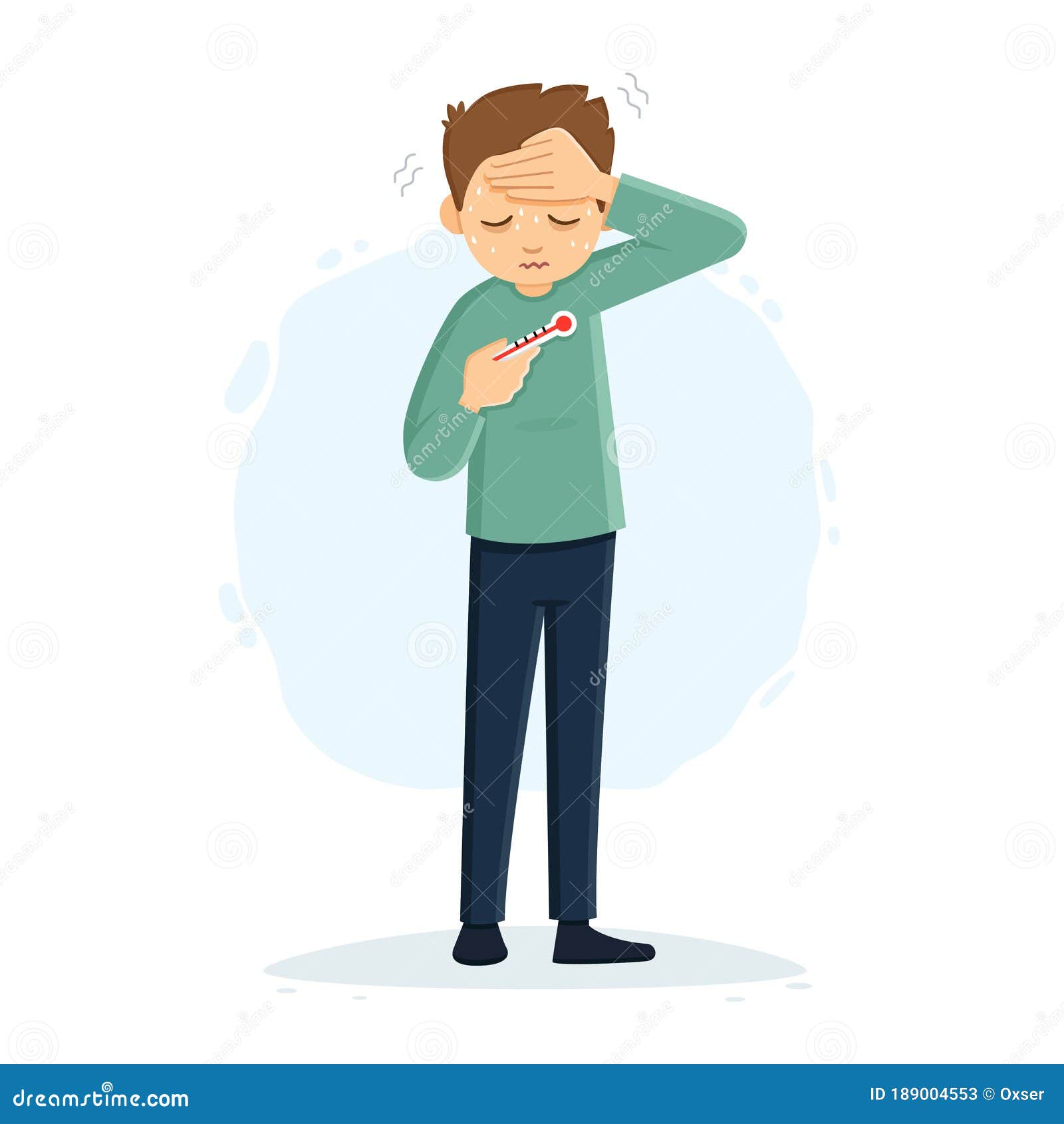 Man with a fever stock vector. Illustration of cartoon - 189004553
