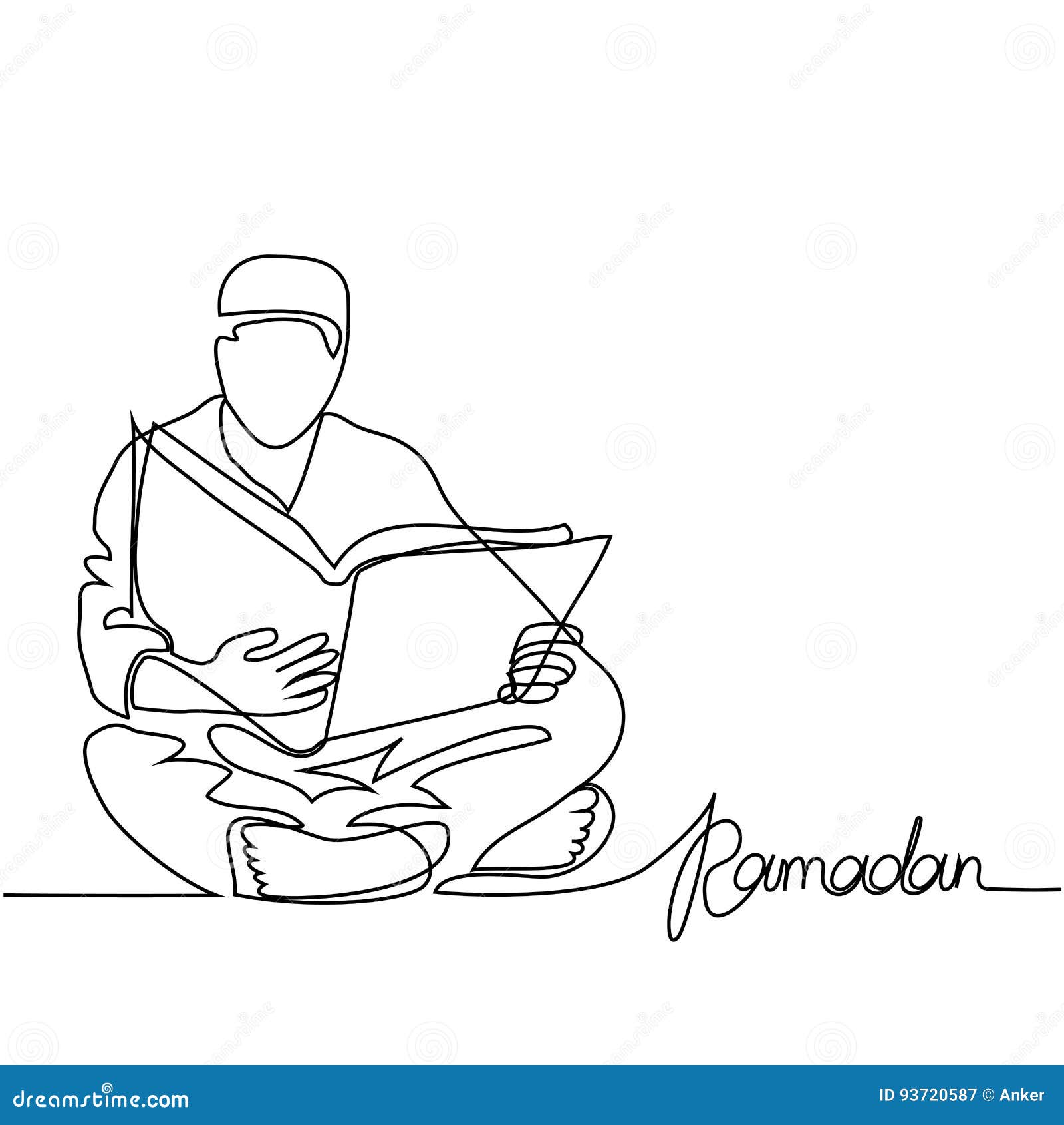 Man in fez reading Koran. stock vector. Illustration of quran - 93720587