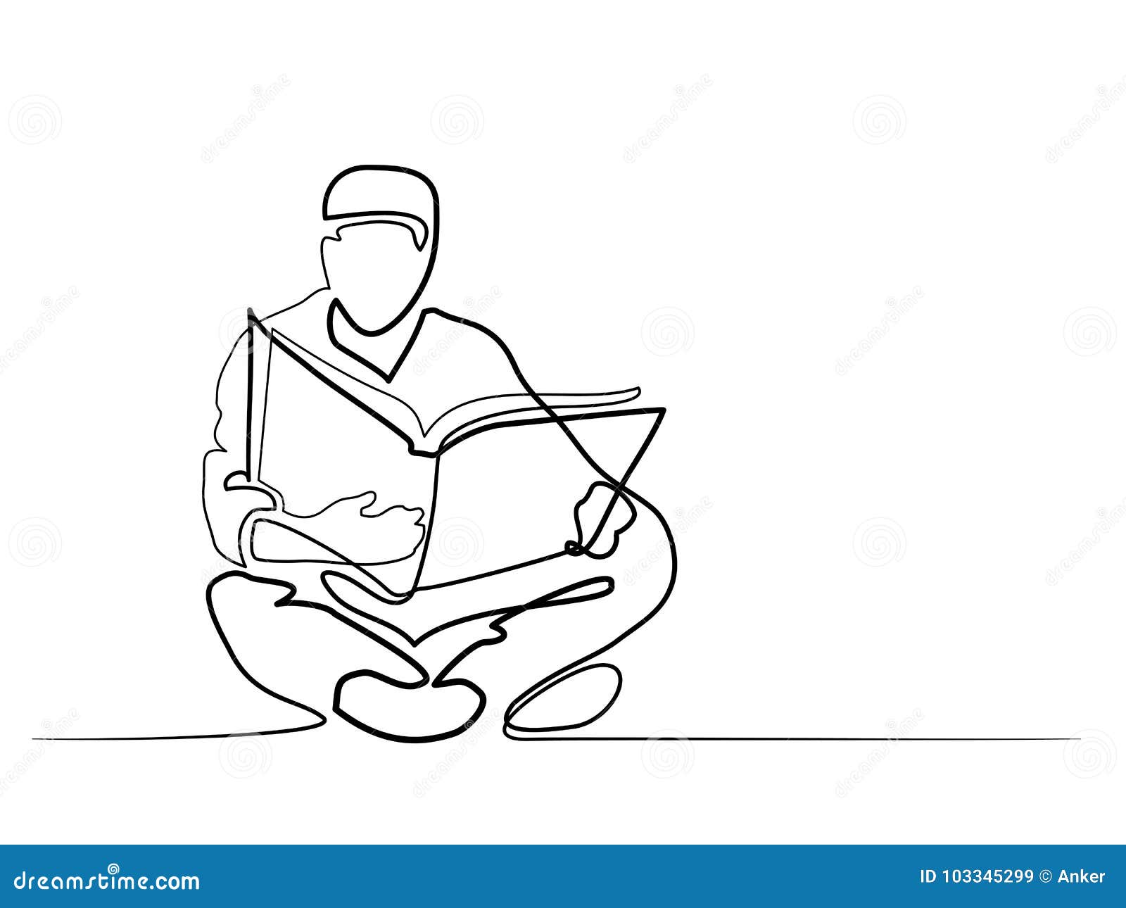 Man in fez reading Koran stock vector. Illustration of east - 103345299