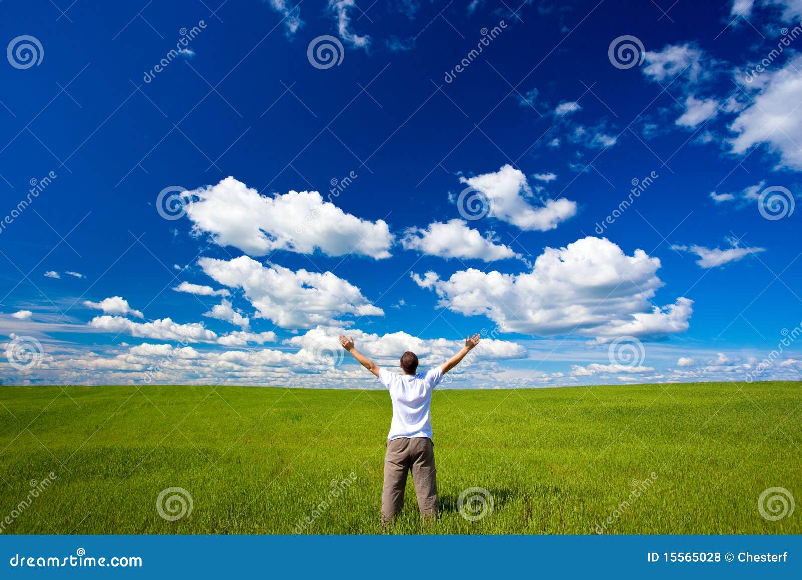 Man on field stock photo. Image of hands, land, fresh - 15565028