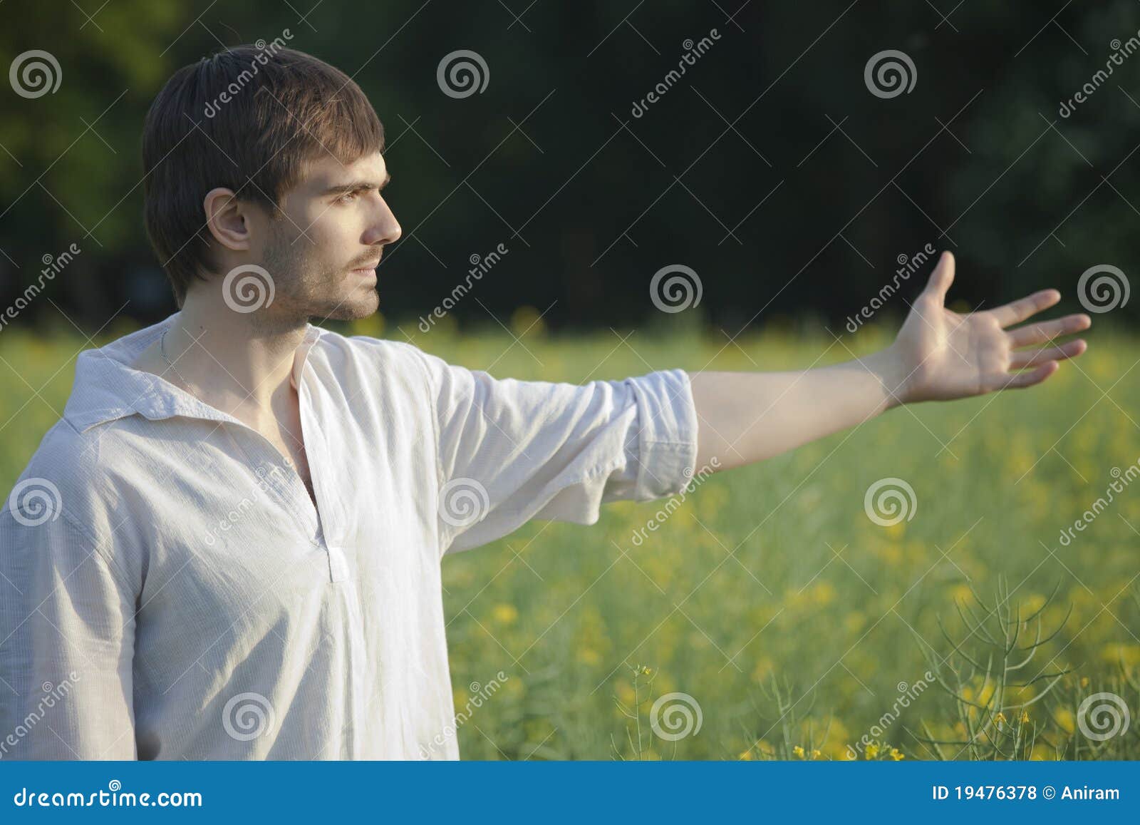Man in field stock photo. Image of sunset, relaxing, landscape - 19476378