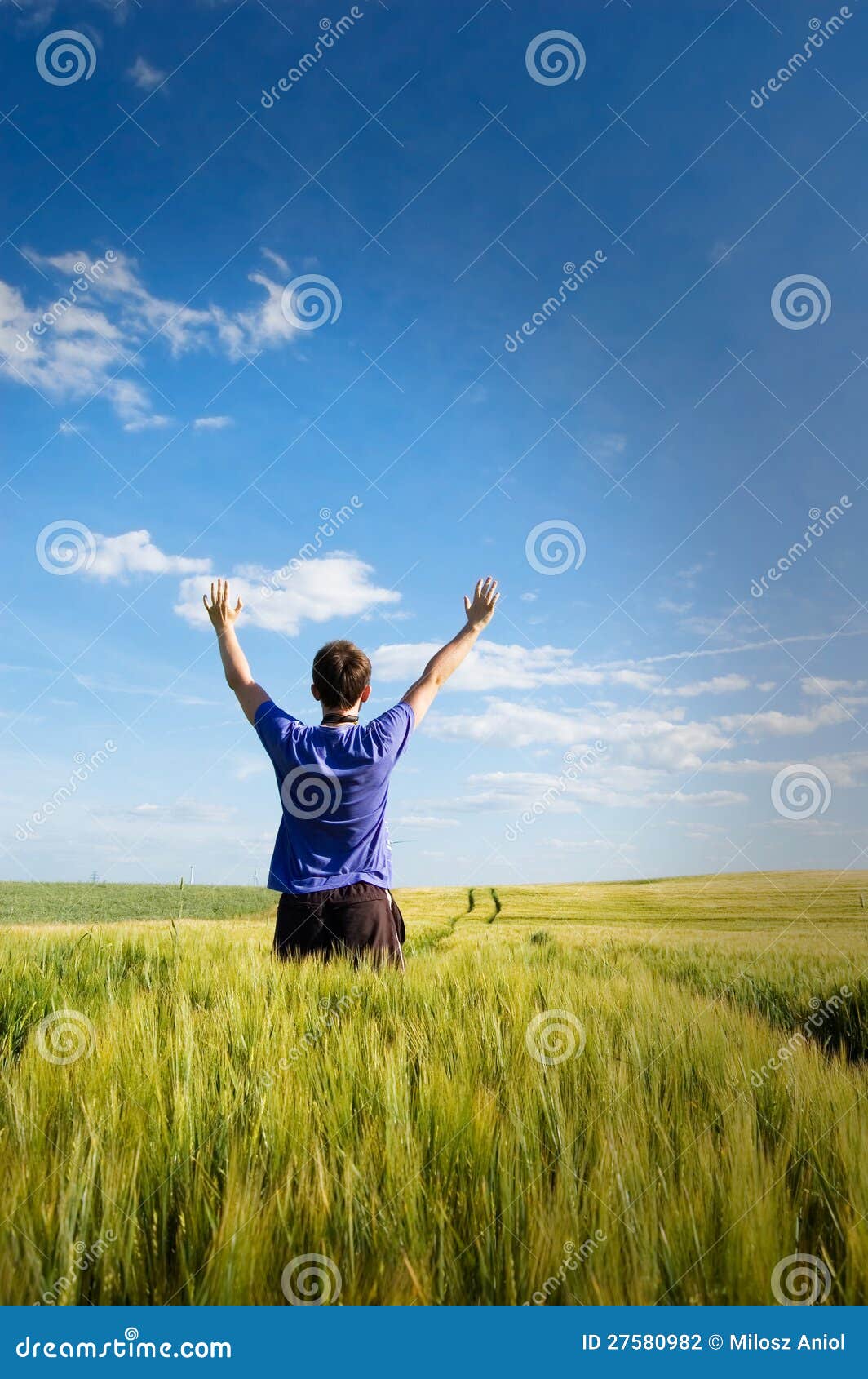 Man on field. stock photo. Image of outdoor, peace, field - 27580982