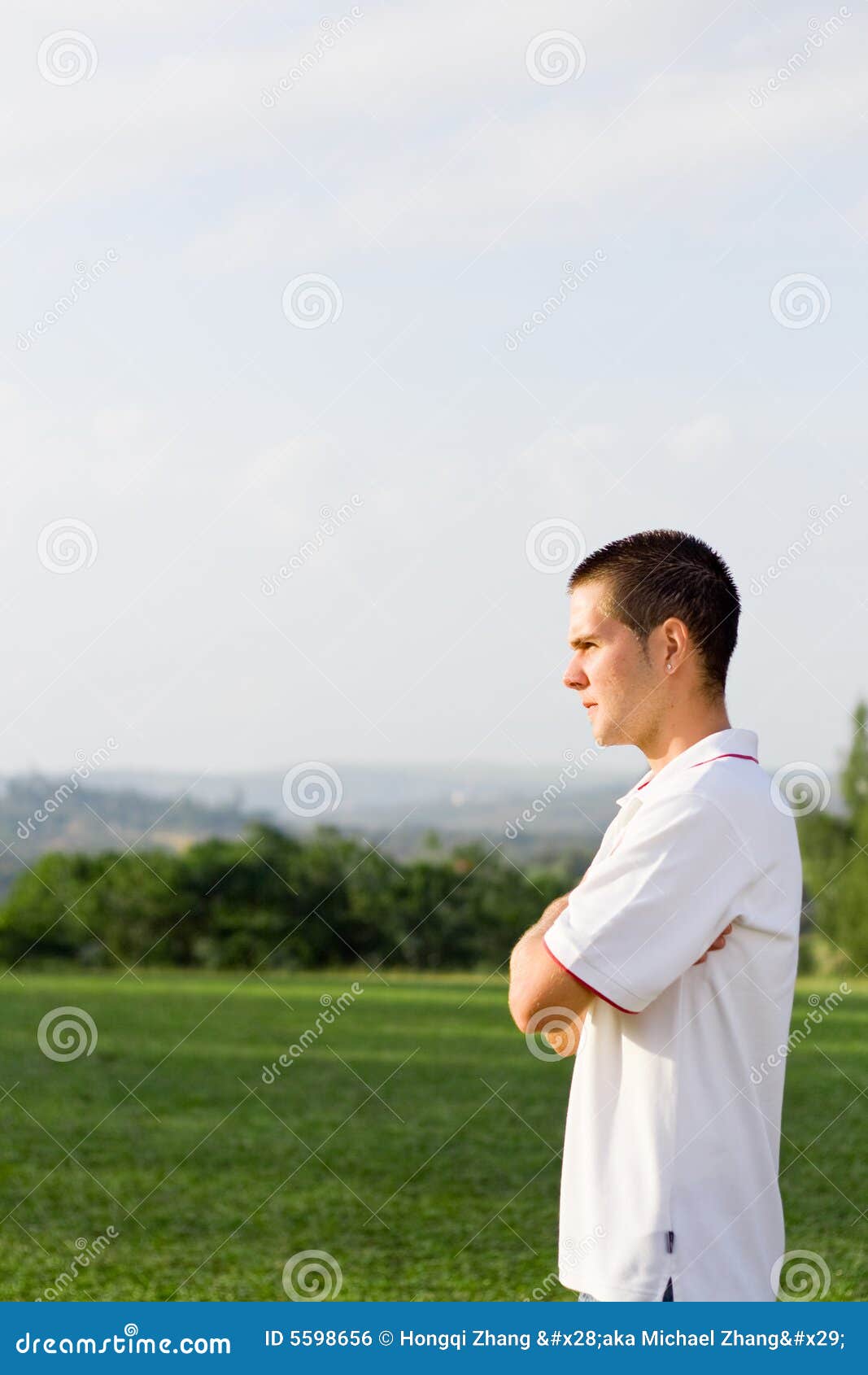 Man in field stock photo. Image of emotional, face, casual - 5598656