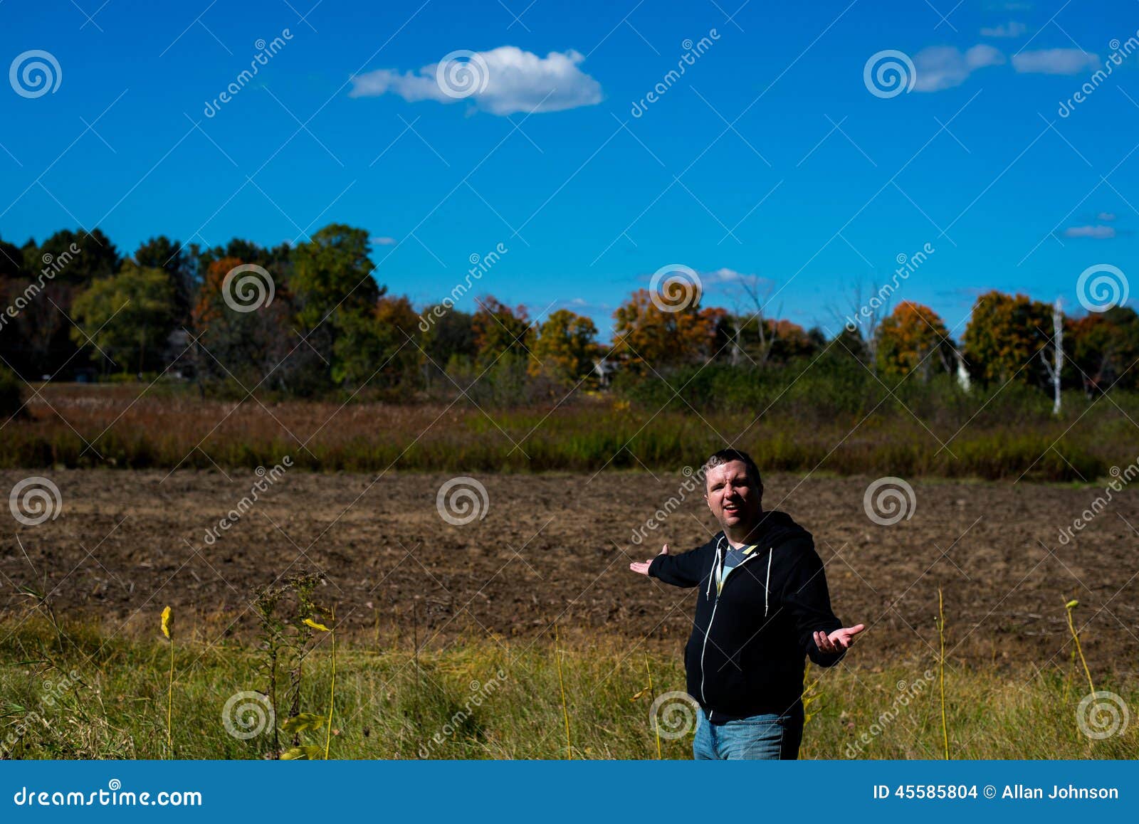 Man in the Fields stock photo. Image of countryside, black - 45585804