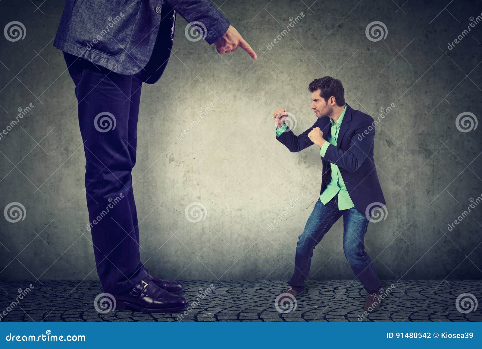 Man Fighting Against His Big Boss Stock Photo - Image of background ...