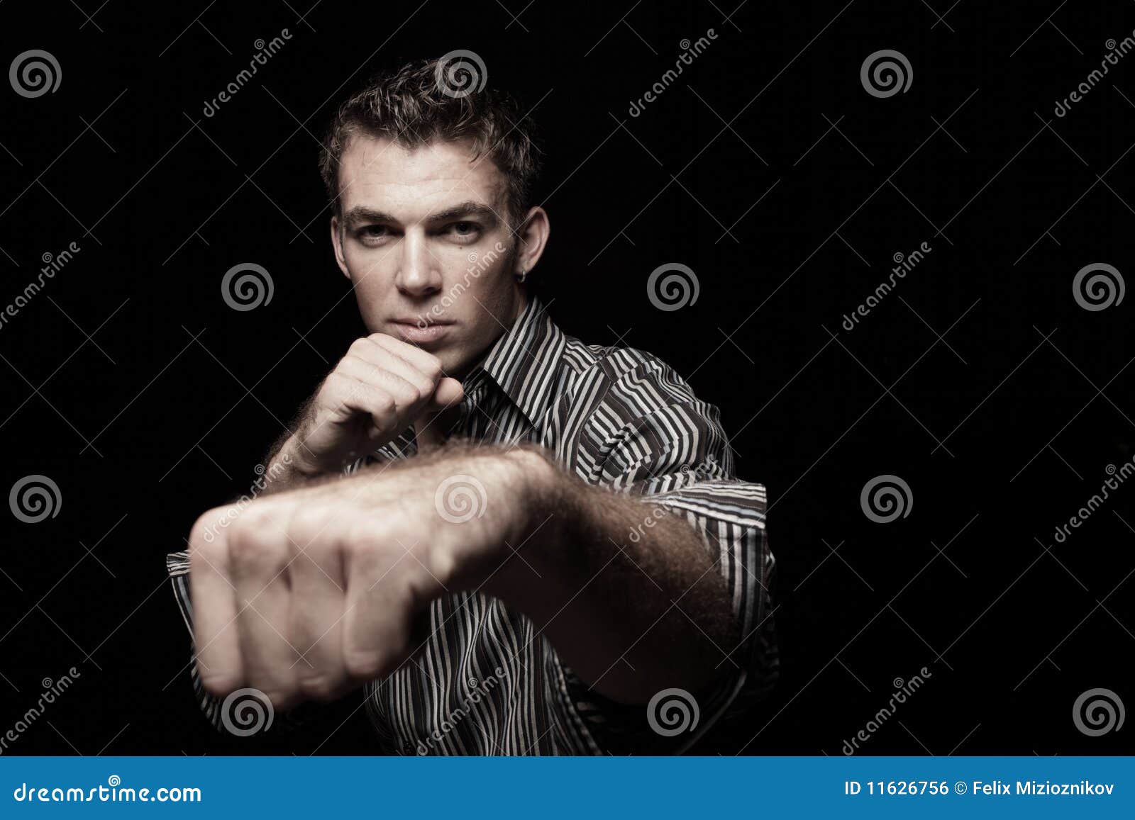 Man in a fighting pose stock photo. Image of black, space - 11626756