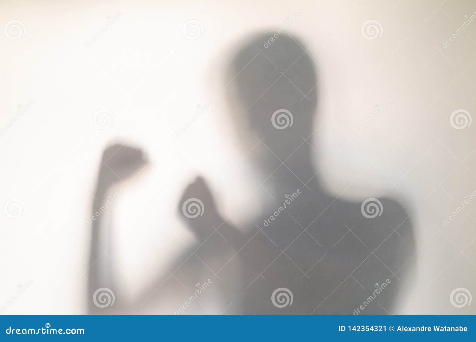 Man in Fighting Pose Behind Curtain Stock Image - Image of abnormal ...