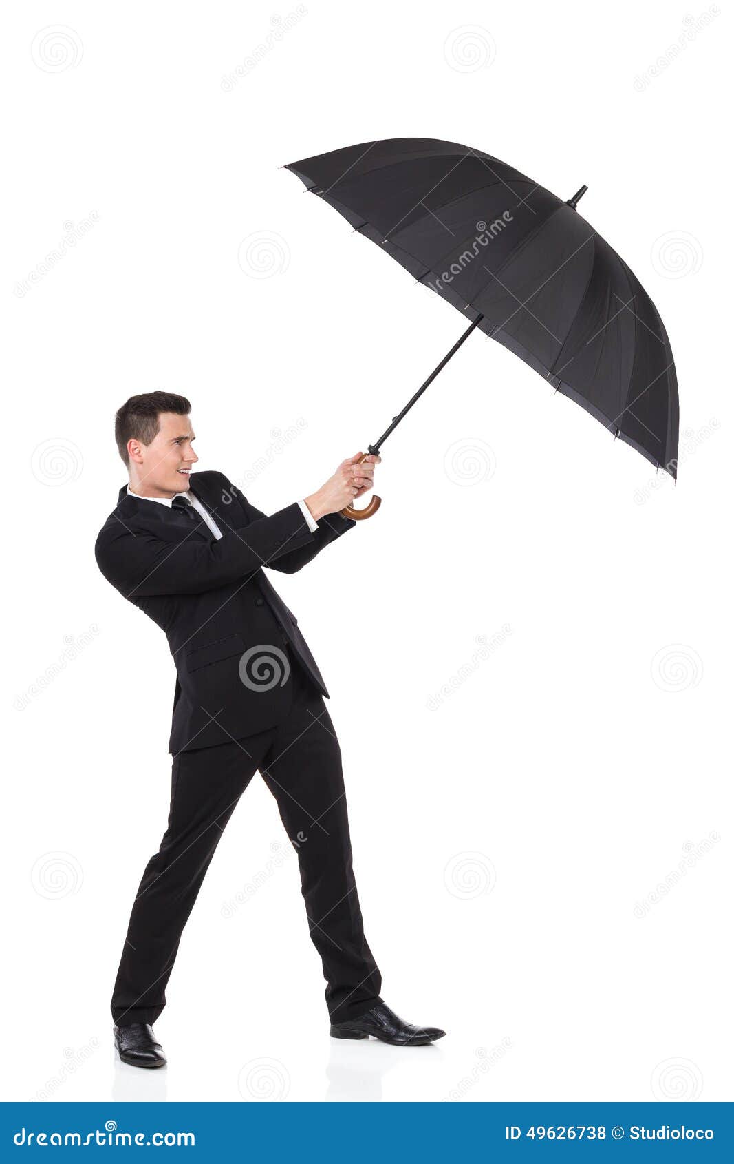 Man Fighting with an Umbrella Stock Photo - Image of hand, expressing ...