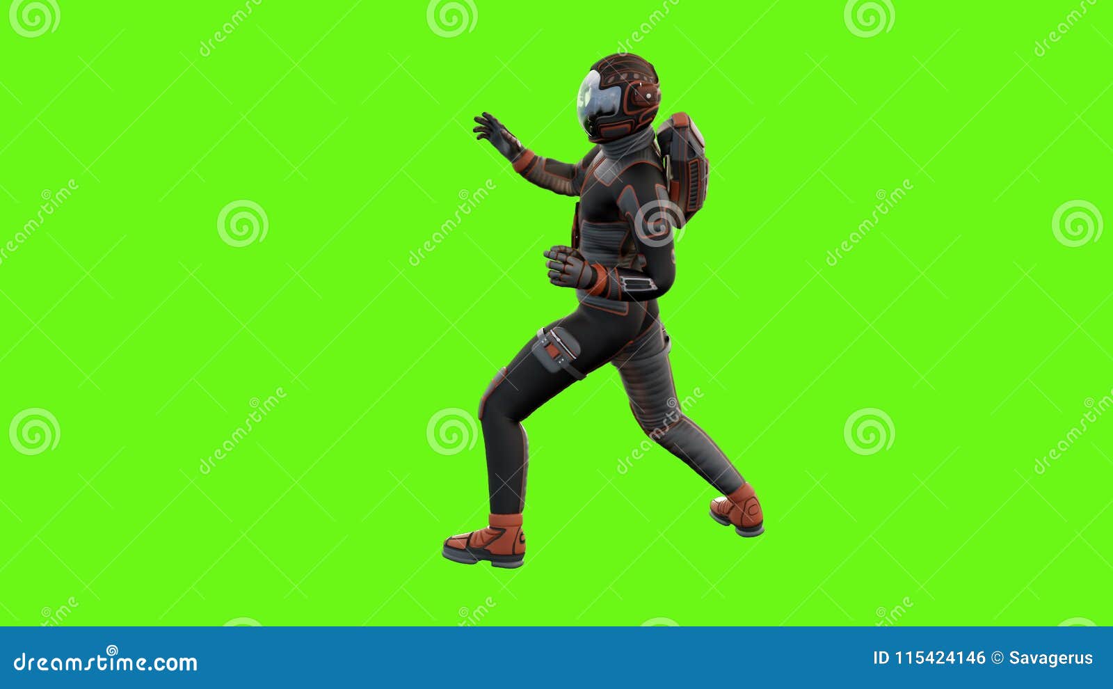 Sci Fi Man Fights on Green Screen from Two Angles. Stock Photo - Image ...