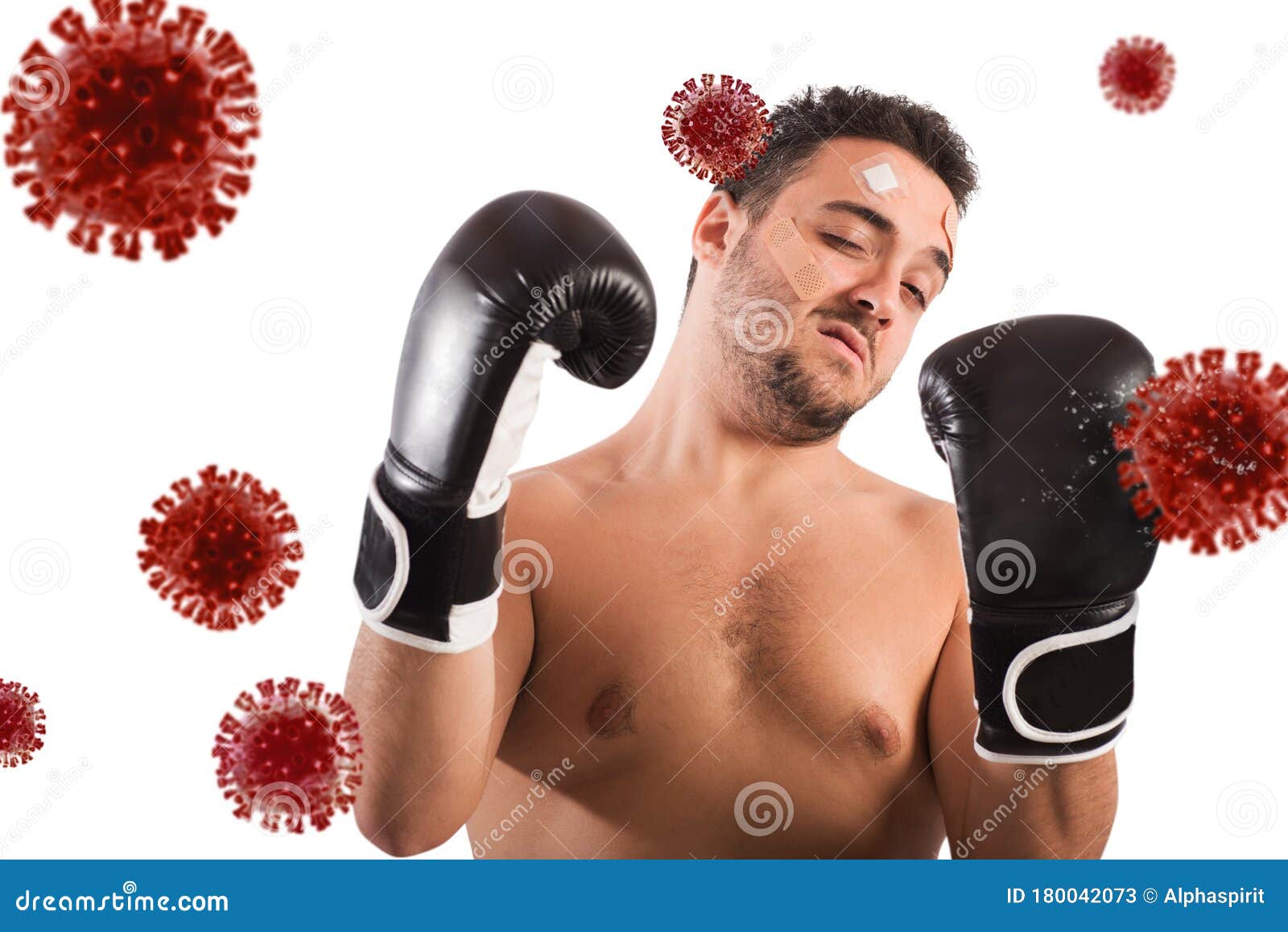 Man Fights Like a Boxer. Concept of Viruses and Bacteria Attack Stock ...