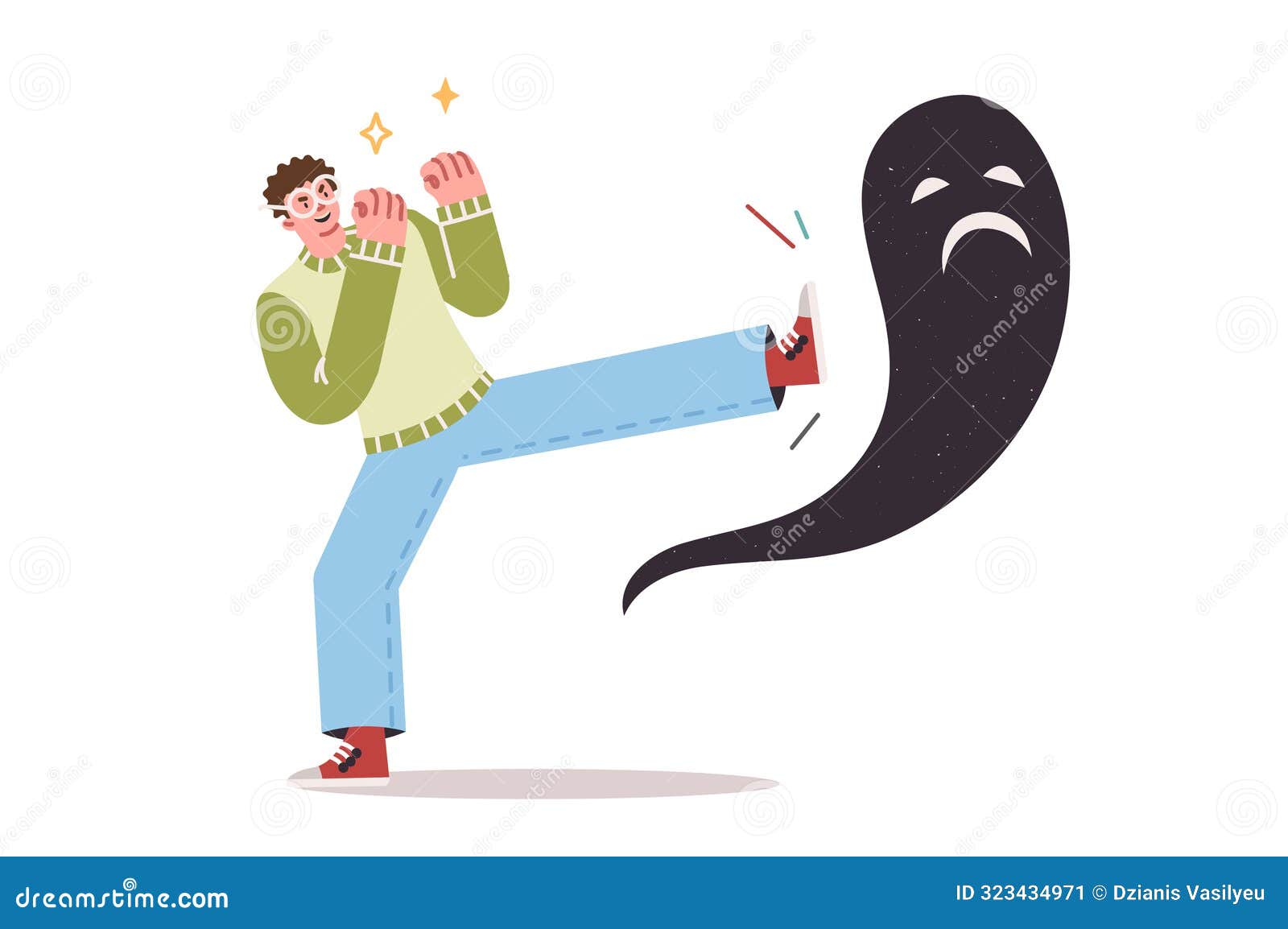 Mental Attack. Headhacke Man, Bad Thinking Panic Emotions Person ...