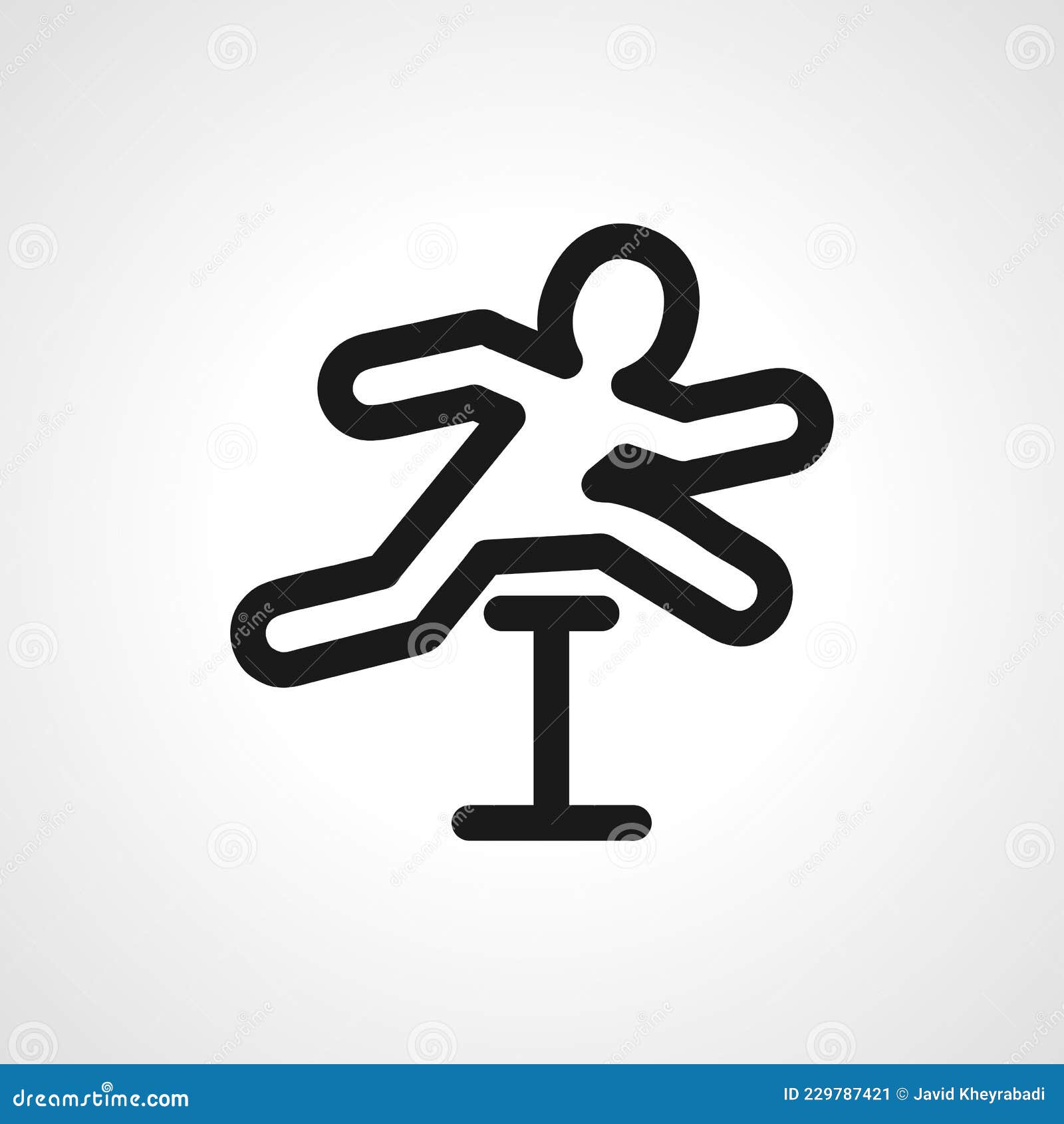 Man Figure Jumping Over Obstacles Pictogram Line Icon. Man Figure ...