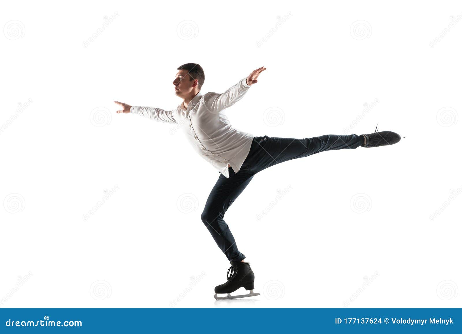 Man Figure Skating Isolated on White Studio Backgound with Copyspace ...