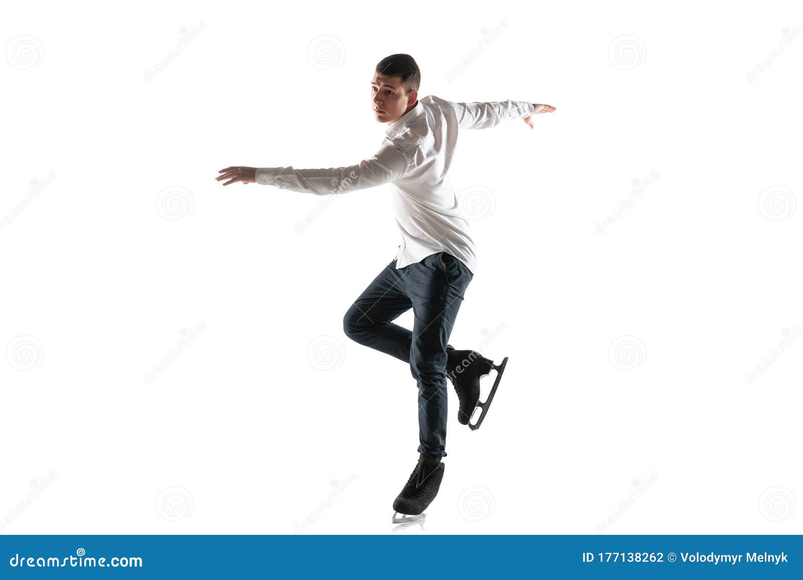 Man Figure Skating Isolated on White Studio Backgound with Copyspace ...