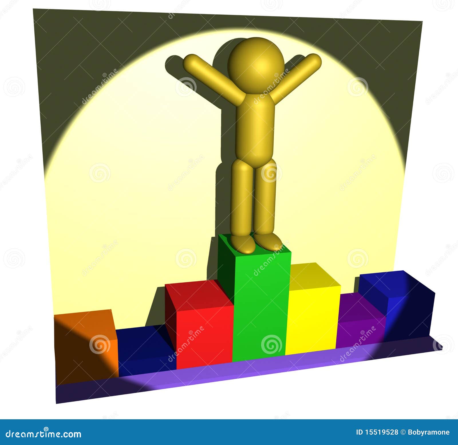 Man Figure Is Standing On 3D Columns Stock Illustration - Illustration ...