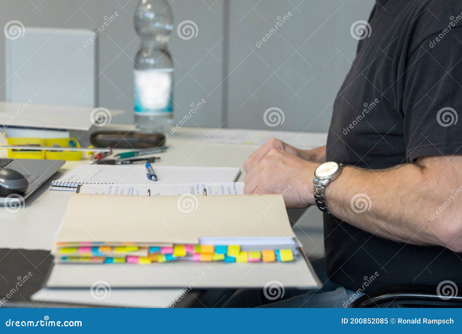 Man with File Folder on the Desk Stock Image - Image of desk ...