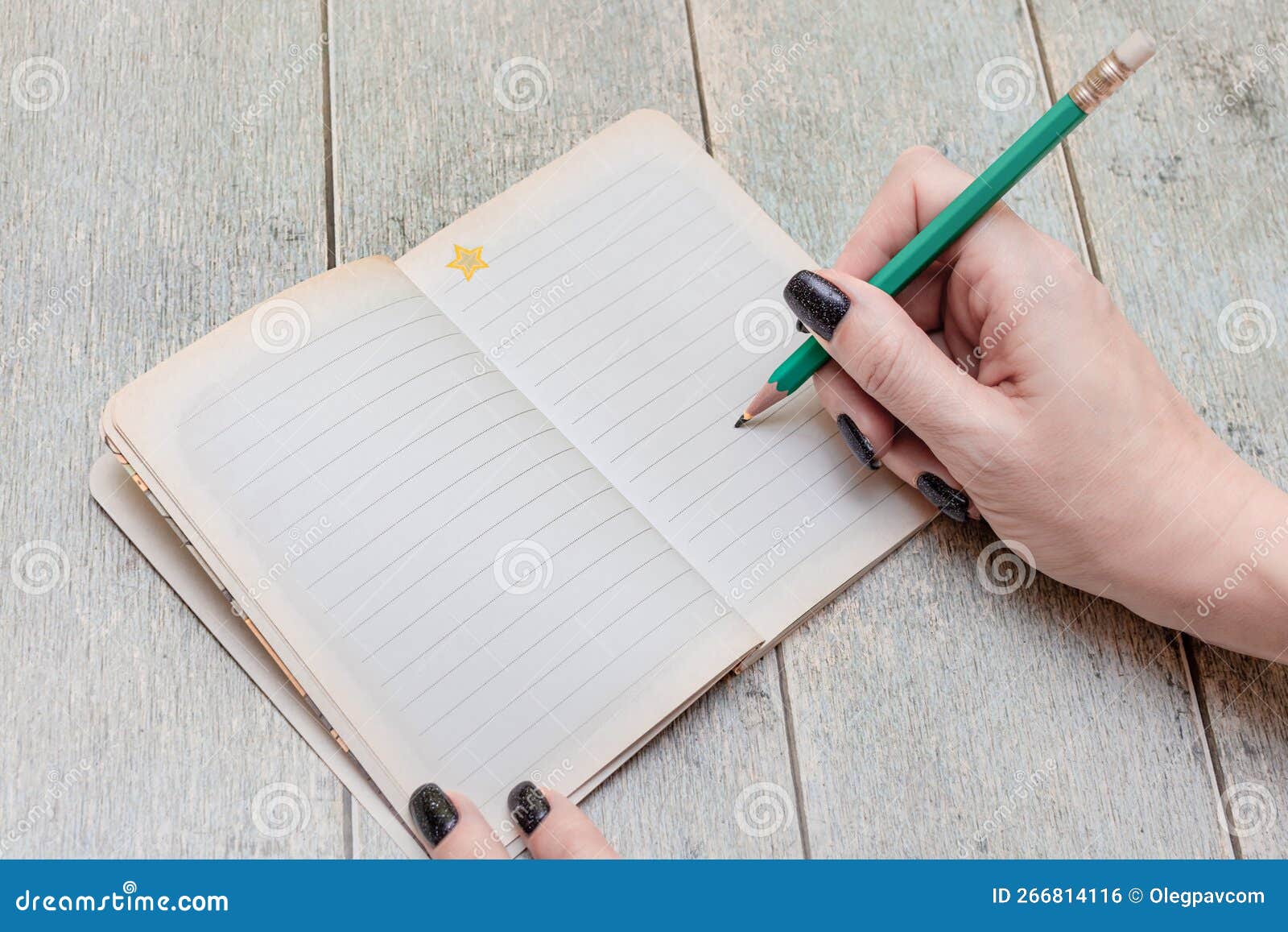 Man Filling in a Diary with a Pencil Stock Photo - Image of write ...