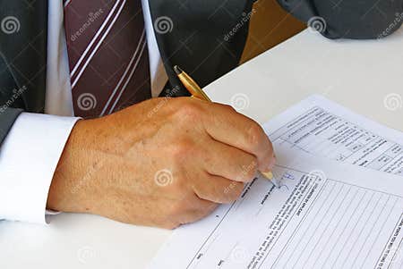 Man filling a form stock image. Image of hand, sign, adult - 4645503
