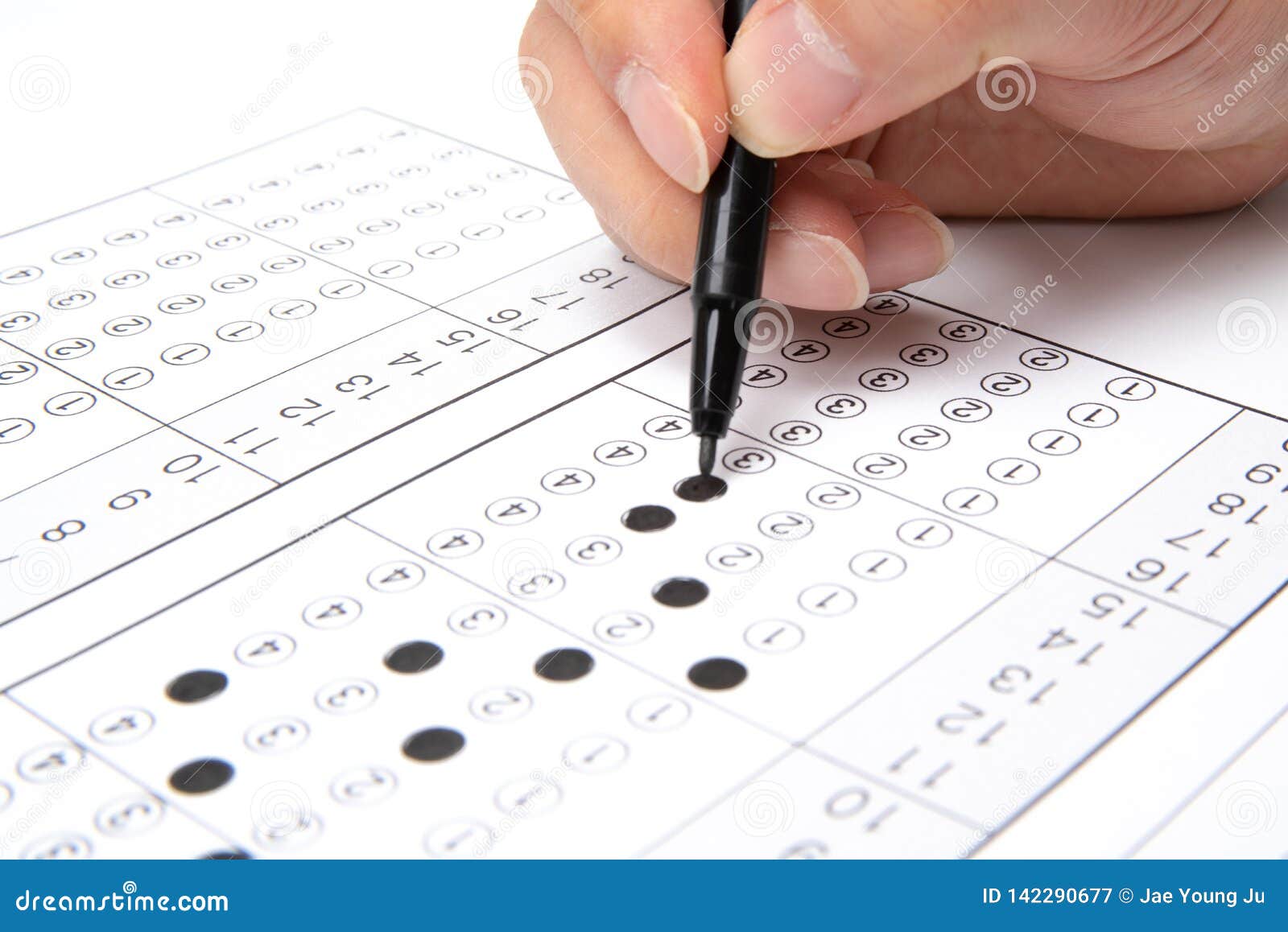 Man is Filling OMR Sheet Handing with Pen. Stock Image - Image of ...