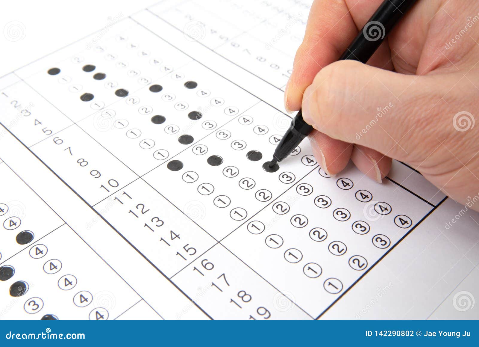 Man is Filling OMR Sheet Handing with Pen. Stock Photo - Image of hand ...