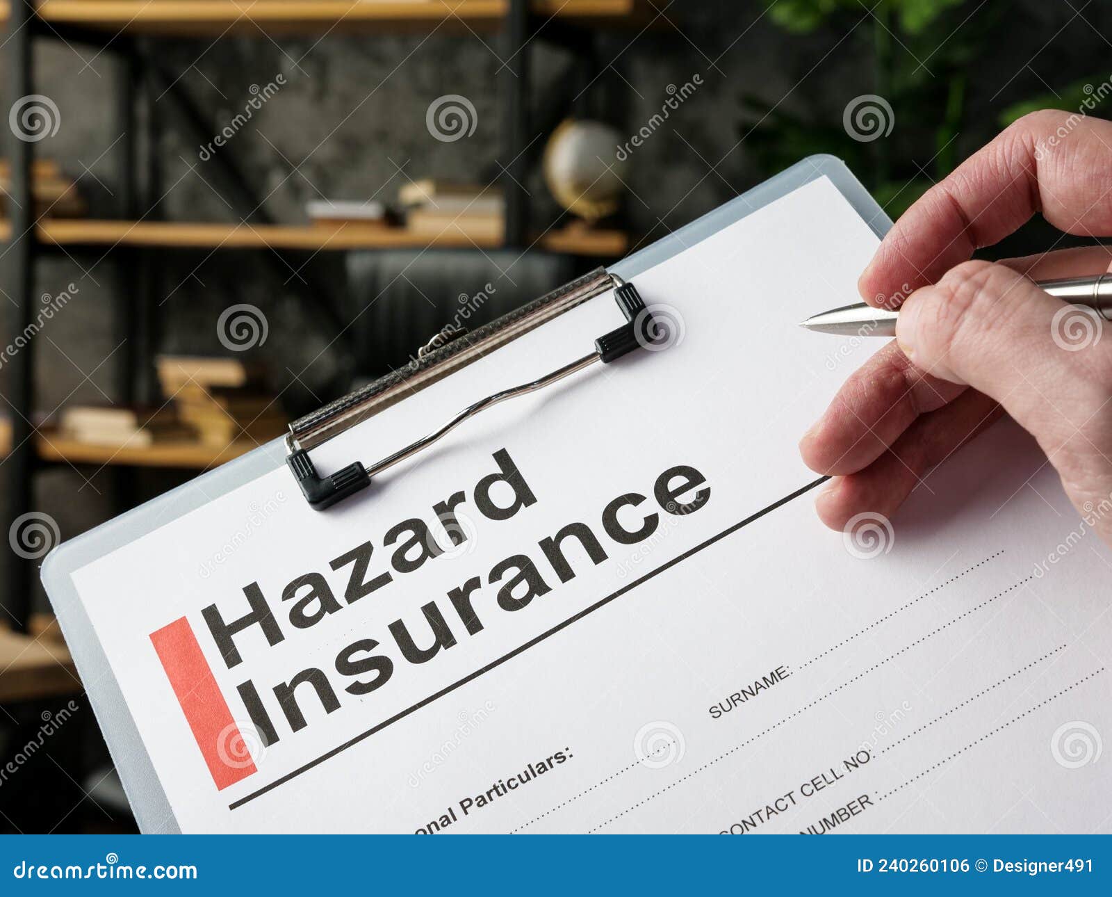 The Man Fills Out the Hazard Insurance Form. Stock Photo - Image of ...