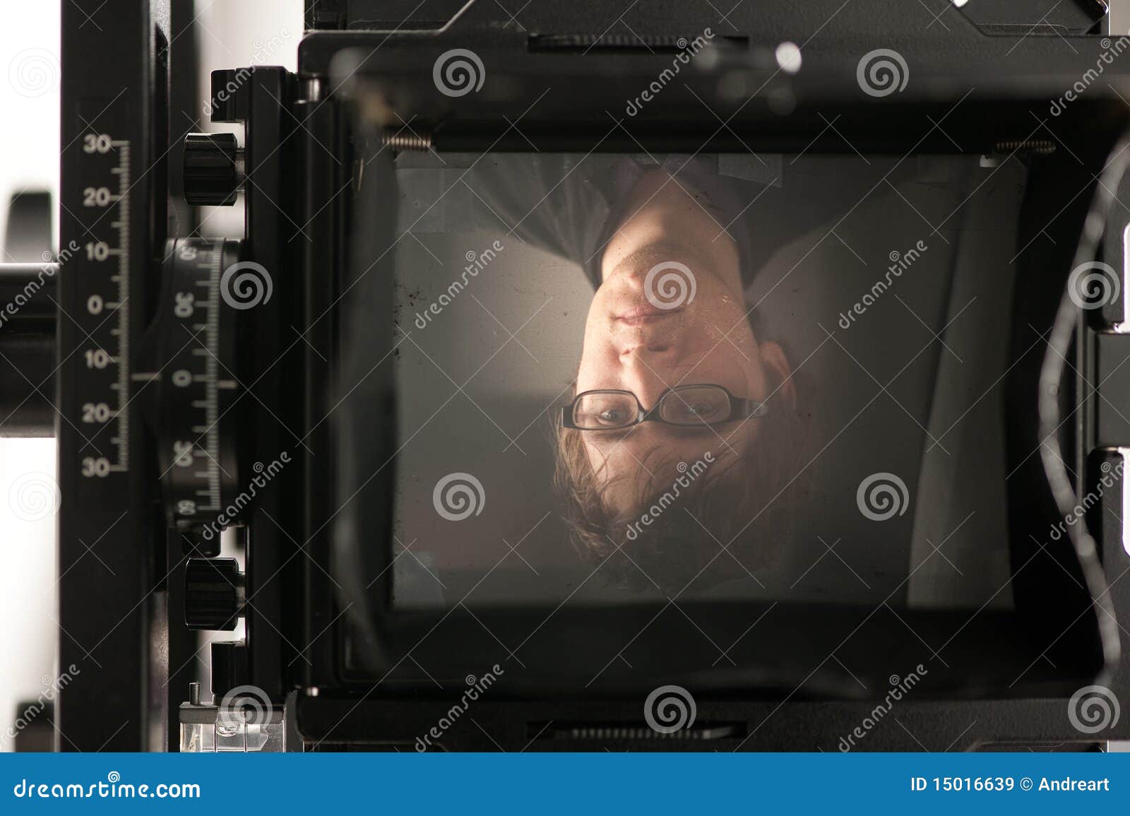 Man on film camera screen stock image. Image of camera - 15016639