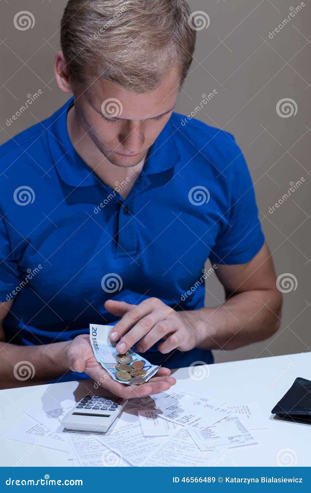 Man with Financial Problems Stock Image - Image of calculating ...
