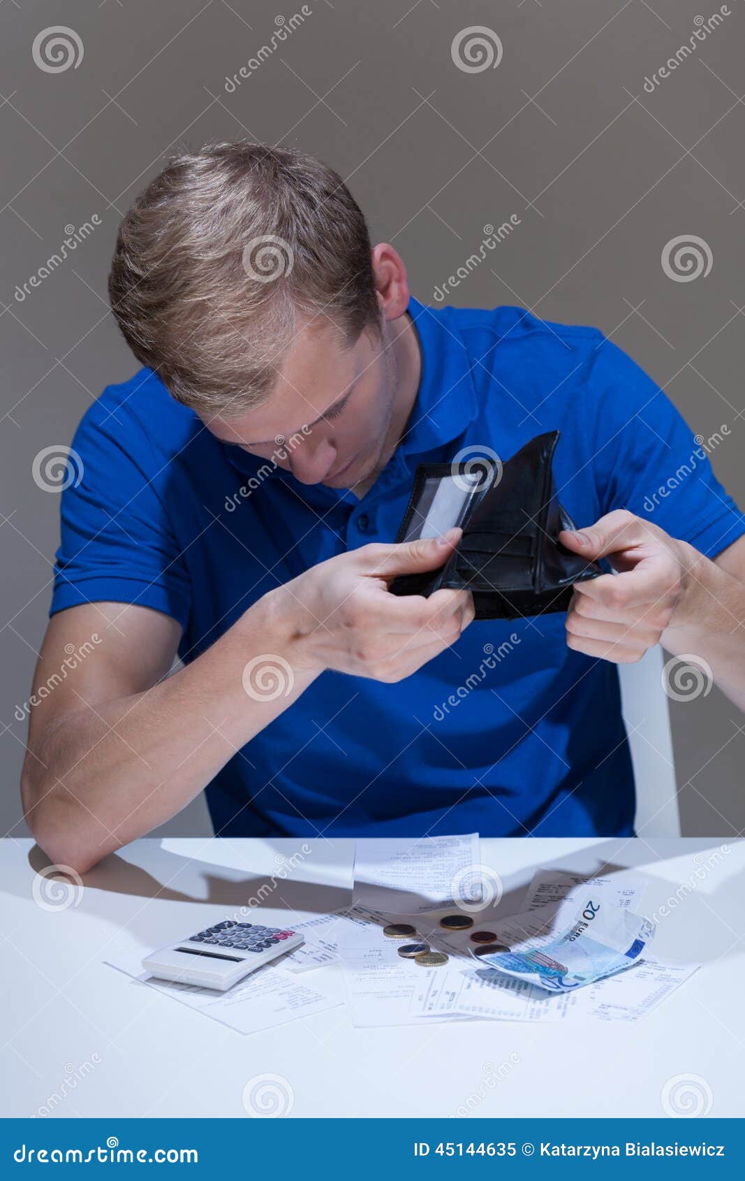 Man with Financial Problems Stock Image - Image of checking, house ...