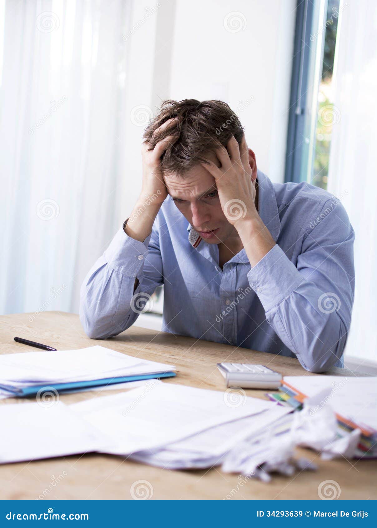 Man in financial stress stock image. Image of burden - 34293639