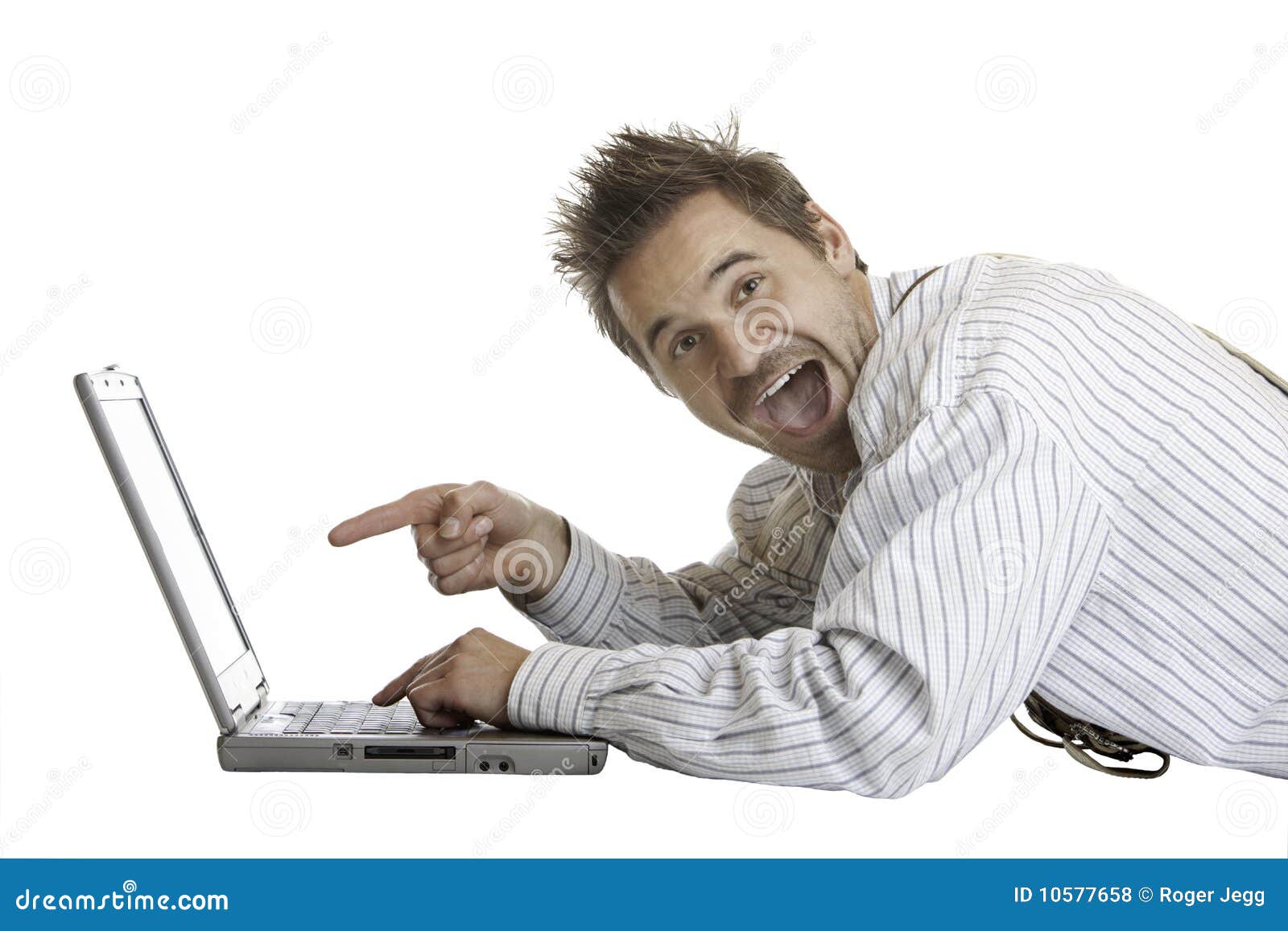 Man Find Something Interesting on Laptop Stock Photo - Image of laptop ...