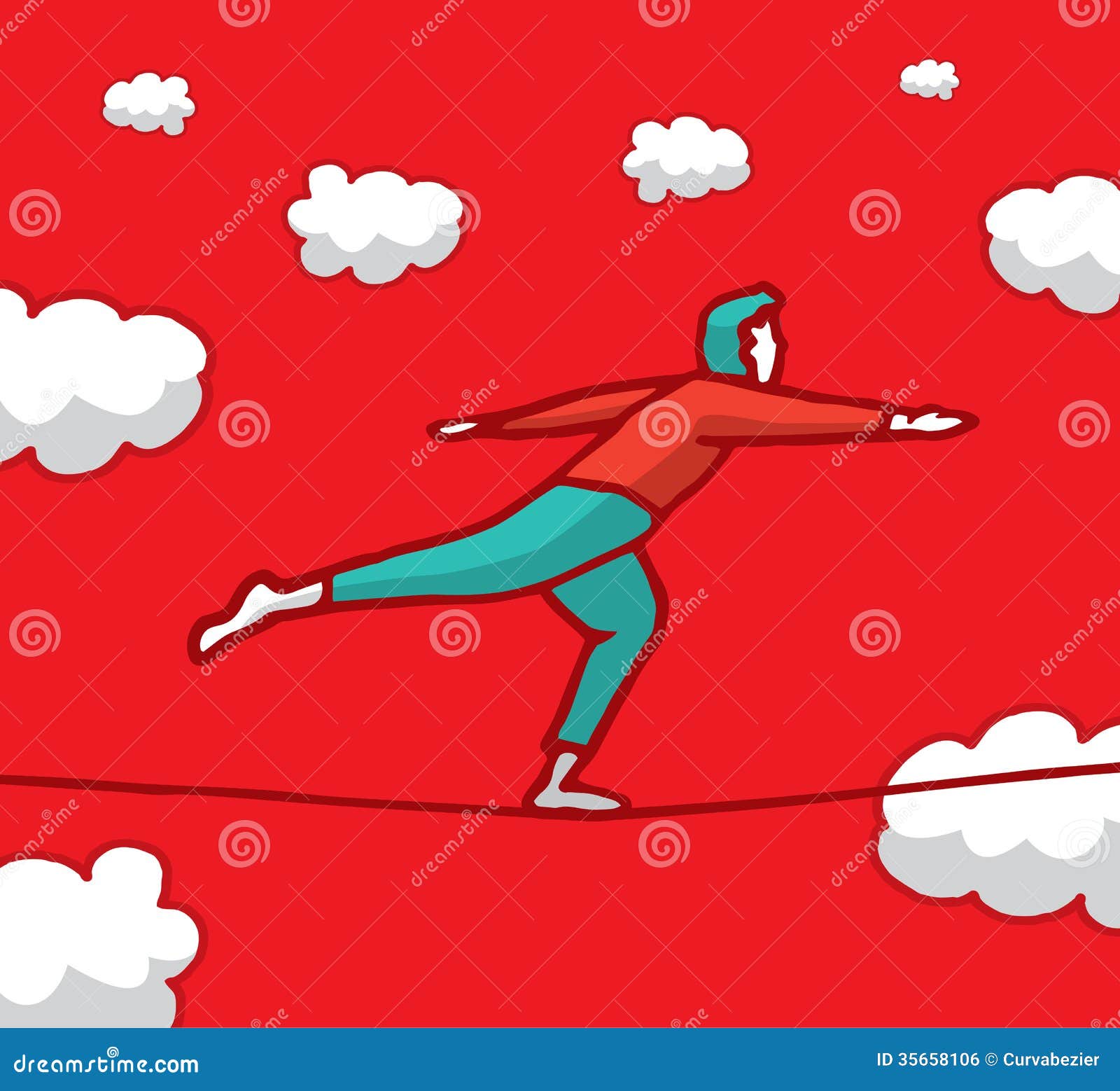 Man finding his balance stock illustration. Illustration of imagination ...