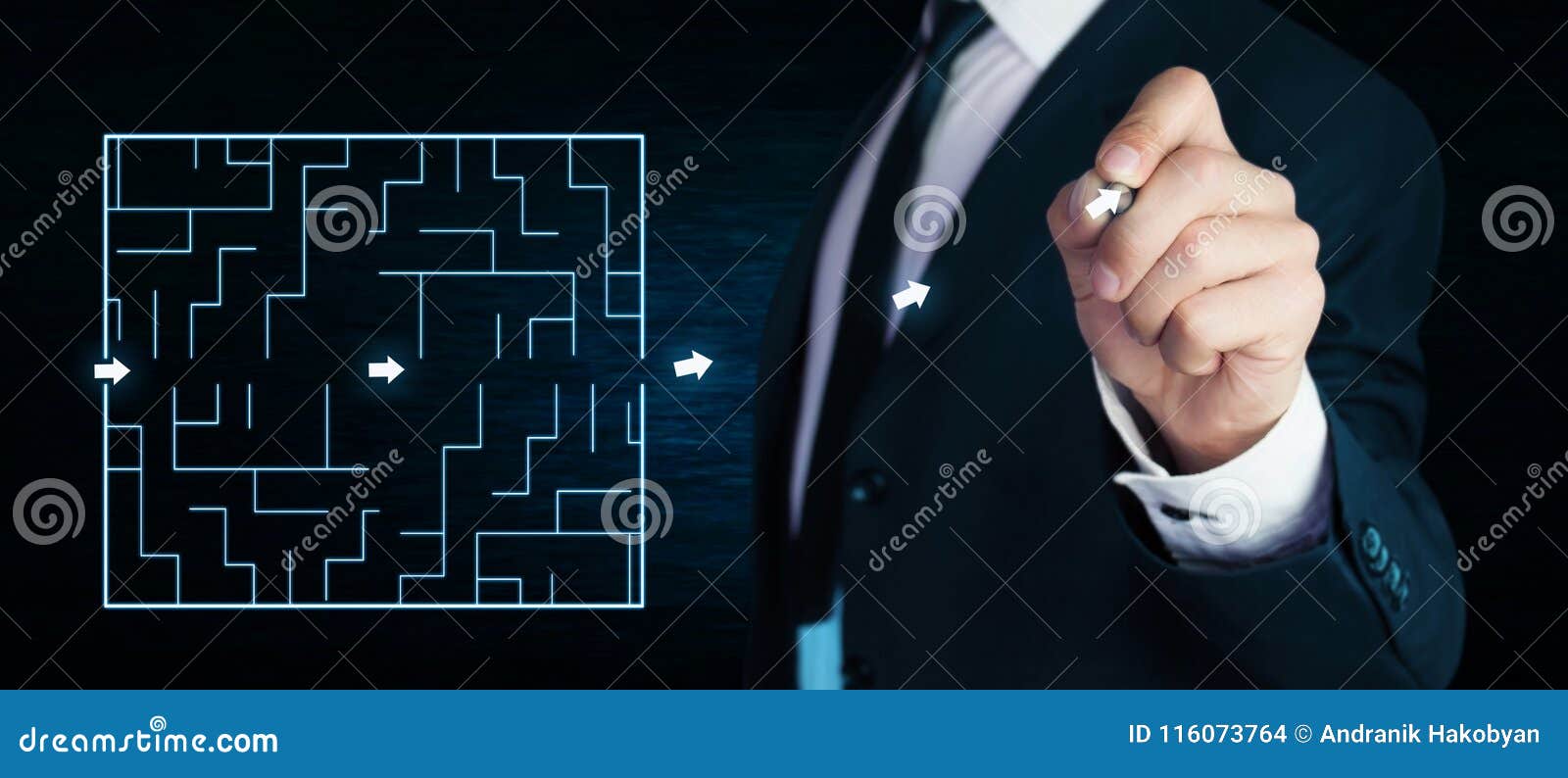 Man Finding the Solution of a Labyrinth. Stock Photo - Image of ...