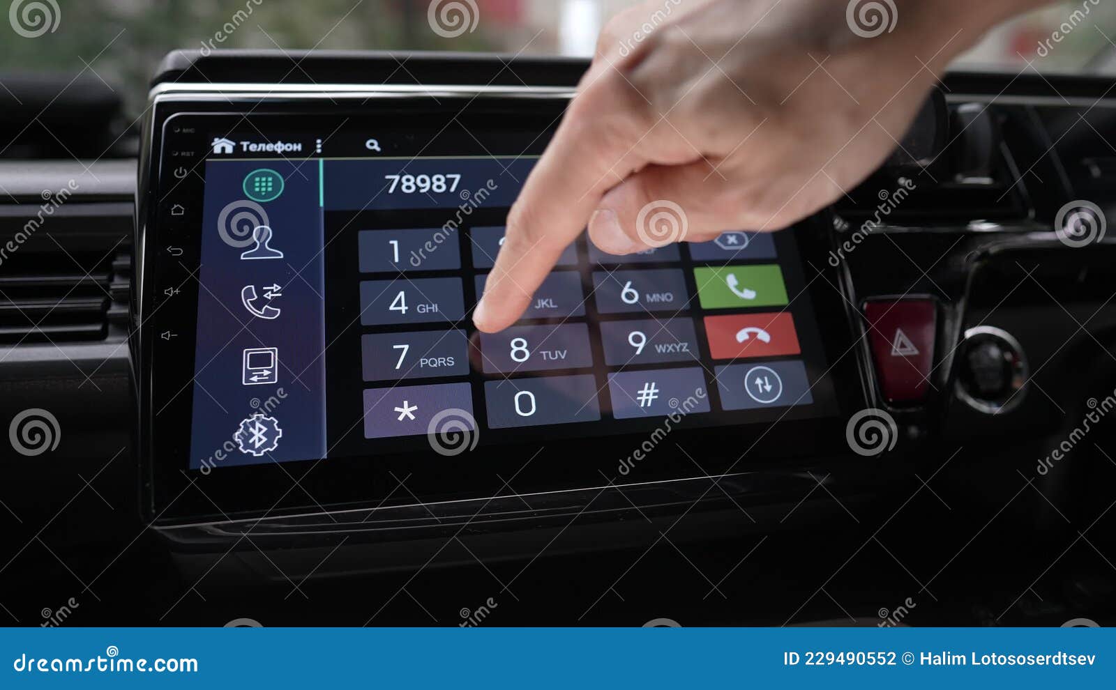 Man Finger Dial Numbers in Digital Dashboard Using Car Smart Multimedia ...