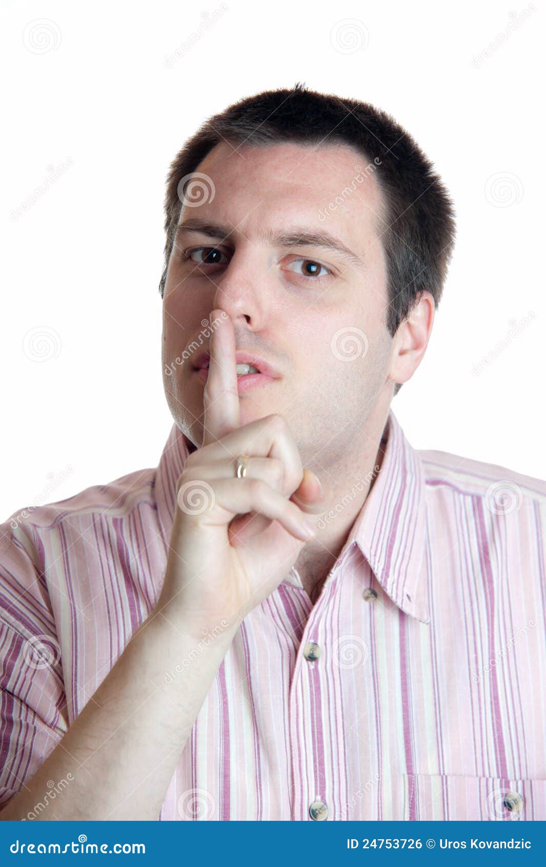 Man with Finger on His Lips Stock Photo - Image of gesture, quiet: 24753726