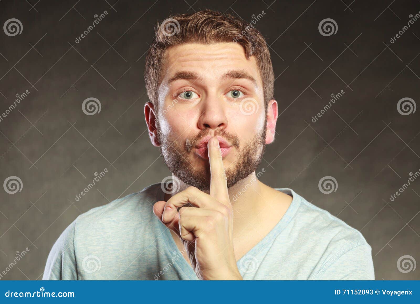 Man with Finger on Lips Showing Silence Gesture. Stock Image - Image of ...